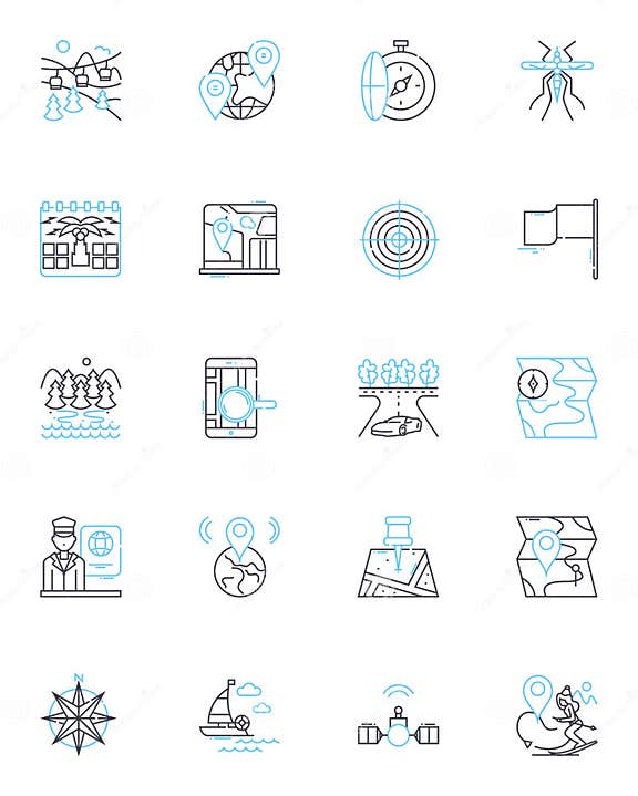 Map-based Navigation Linear Icons Set. GPS, Navigation, Directions, Wayfinding, Geolocation ...