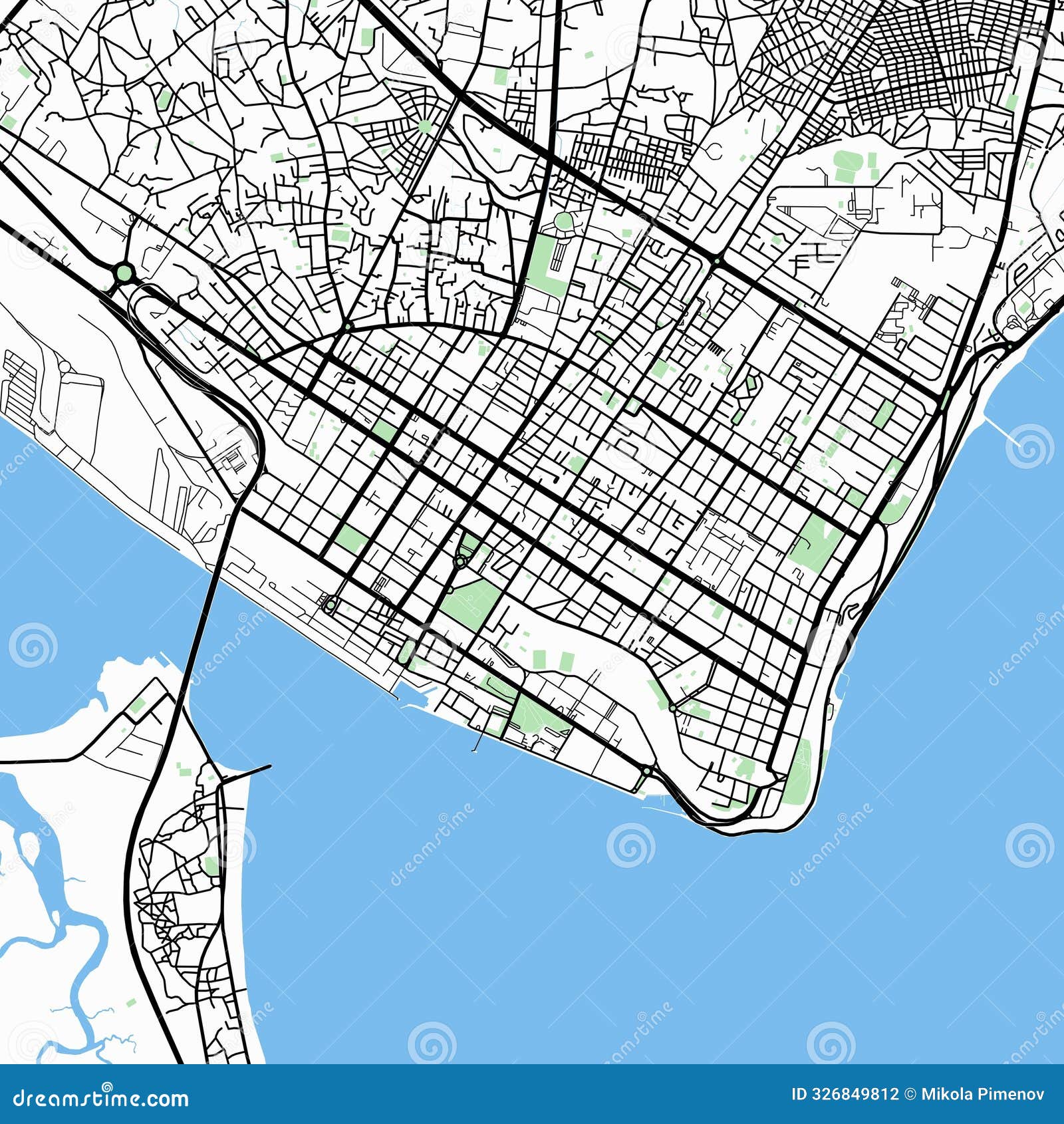 Map of Maputo city. stock illustration. Illustration of drawing - 326849812