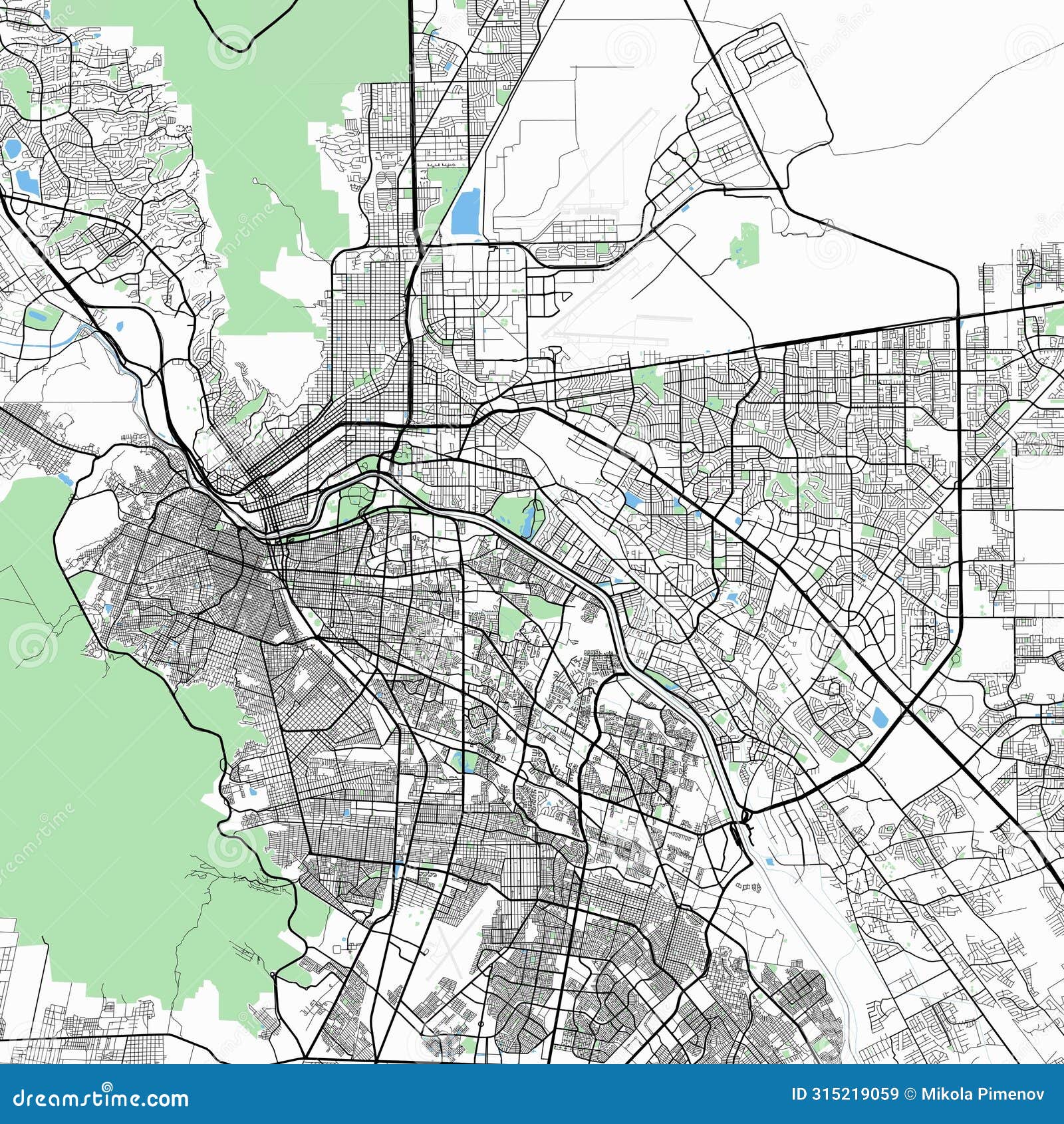 Map of the City of Ciudad Juarez. Stock Illustration - Illustration of ...