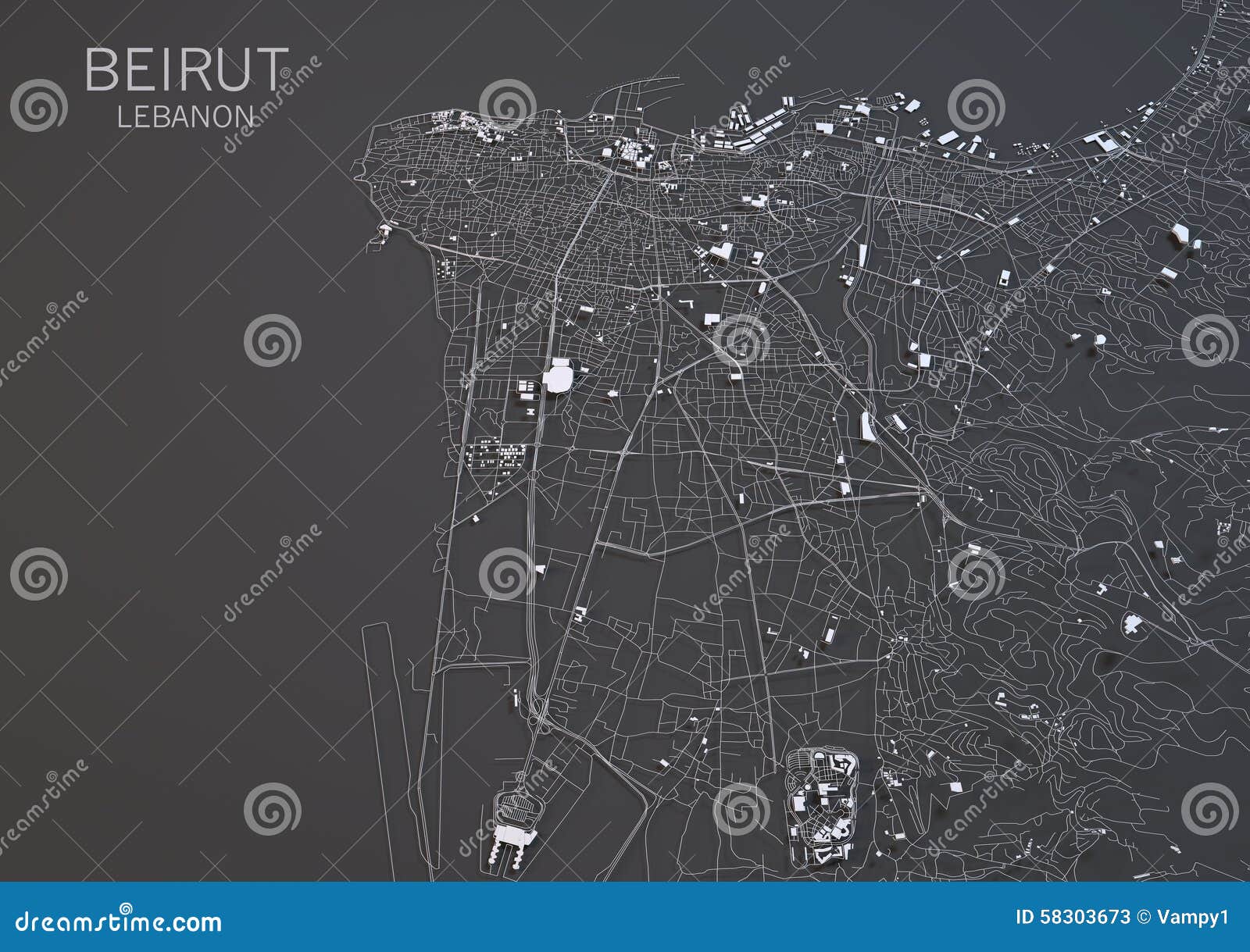 Beirut Lebanon Skyline With Color Buildings, Blue Sky And Reflections ...