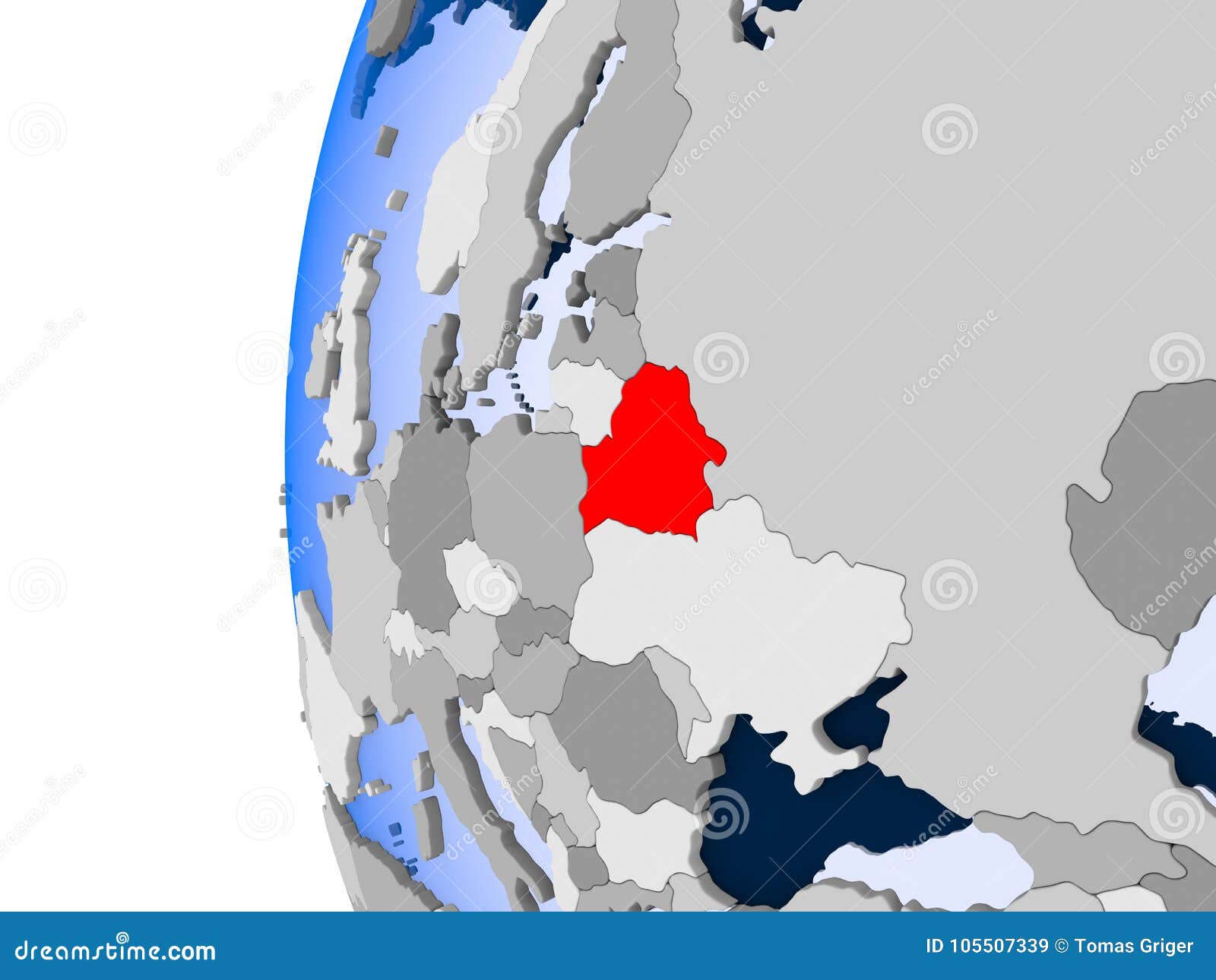 Map of Belarus on Political Globe Stock Illustration - Illustration of ...