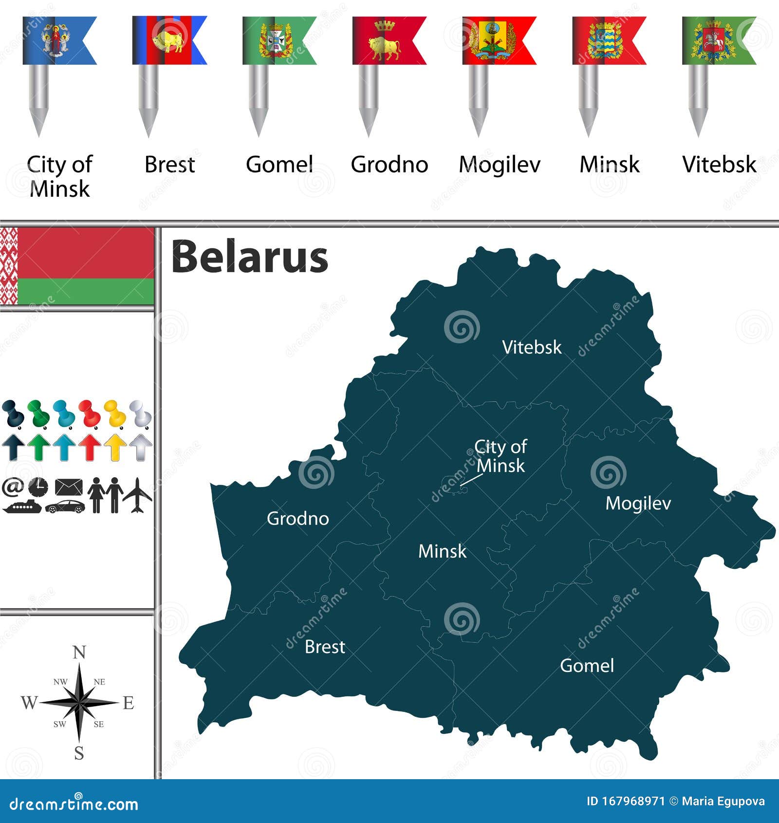 Map of Belarus stock vector. Illustration of regions - 167968971