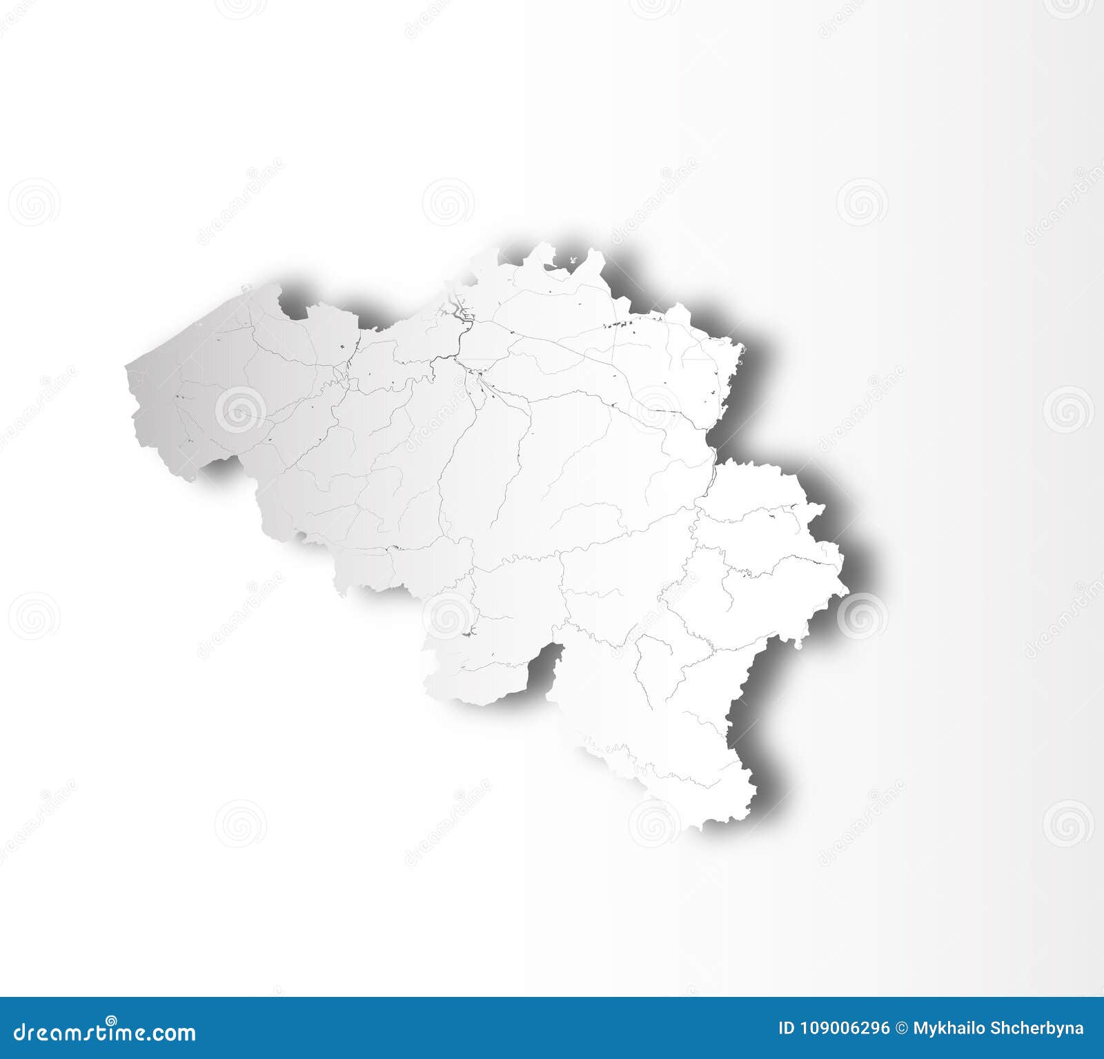 Map of Belgium with Lakes and Rivers. Stock Vector - Illustration of ...