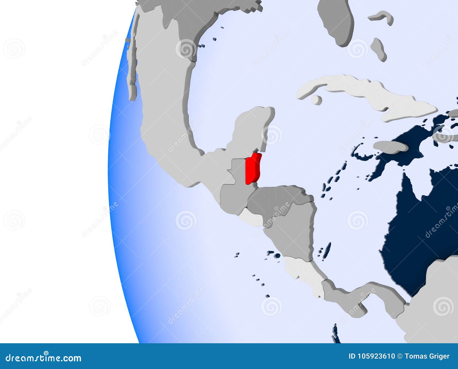Map of Belize on Political Globe Stock Illustration - Illustration of ...