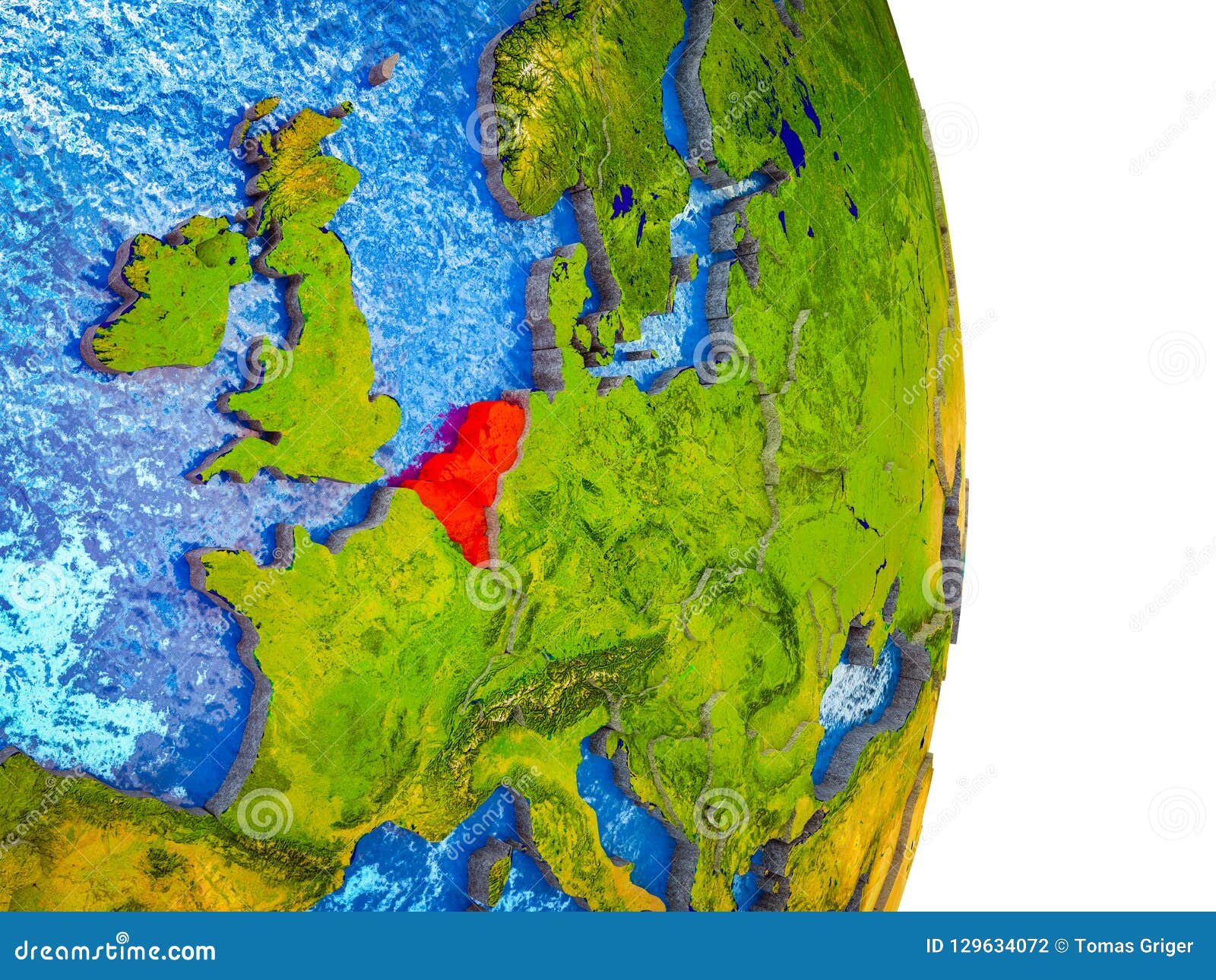 Map of Benelux Union on 3D Earth Stock Illustration - Illustration of ...