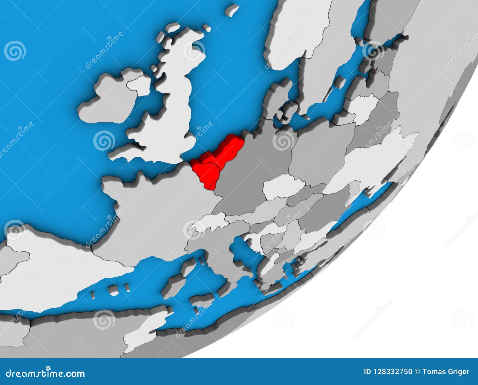 Map of Benelux Union on 3D Globe Stock Illustration - Illustration of ...