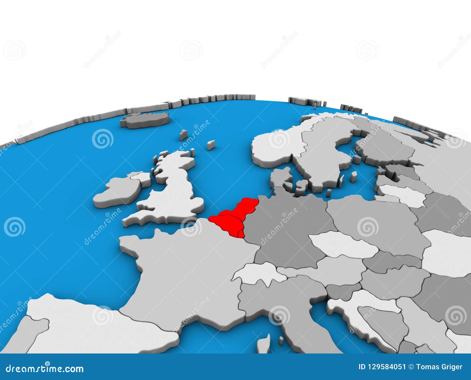 Map of Benelux Union on 3D Globe Stock Illustration - Illustration of ...