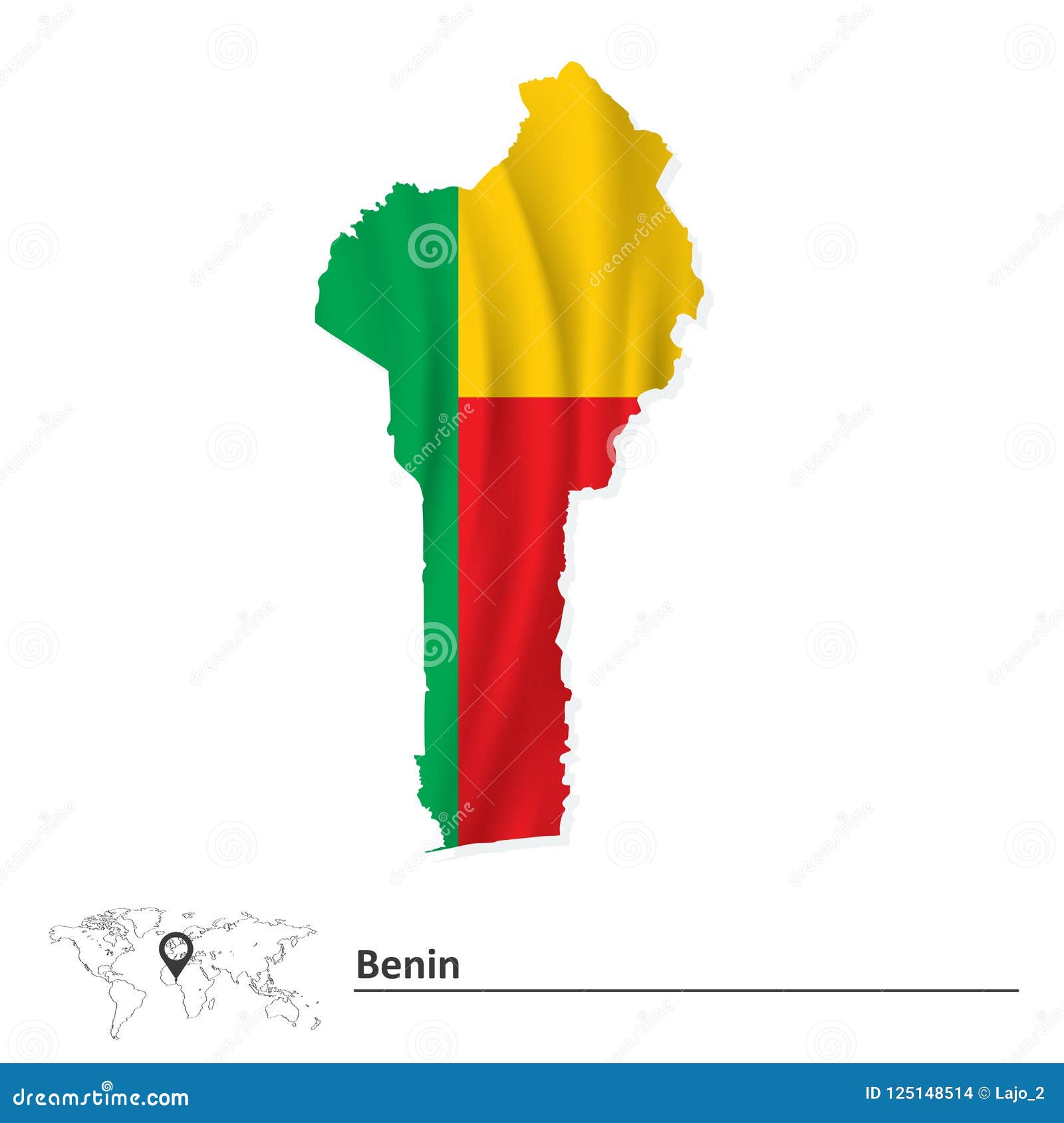 Map of Benin with flag stock vector. Illustration of landmass - 125148514