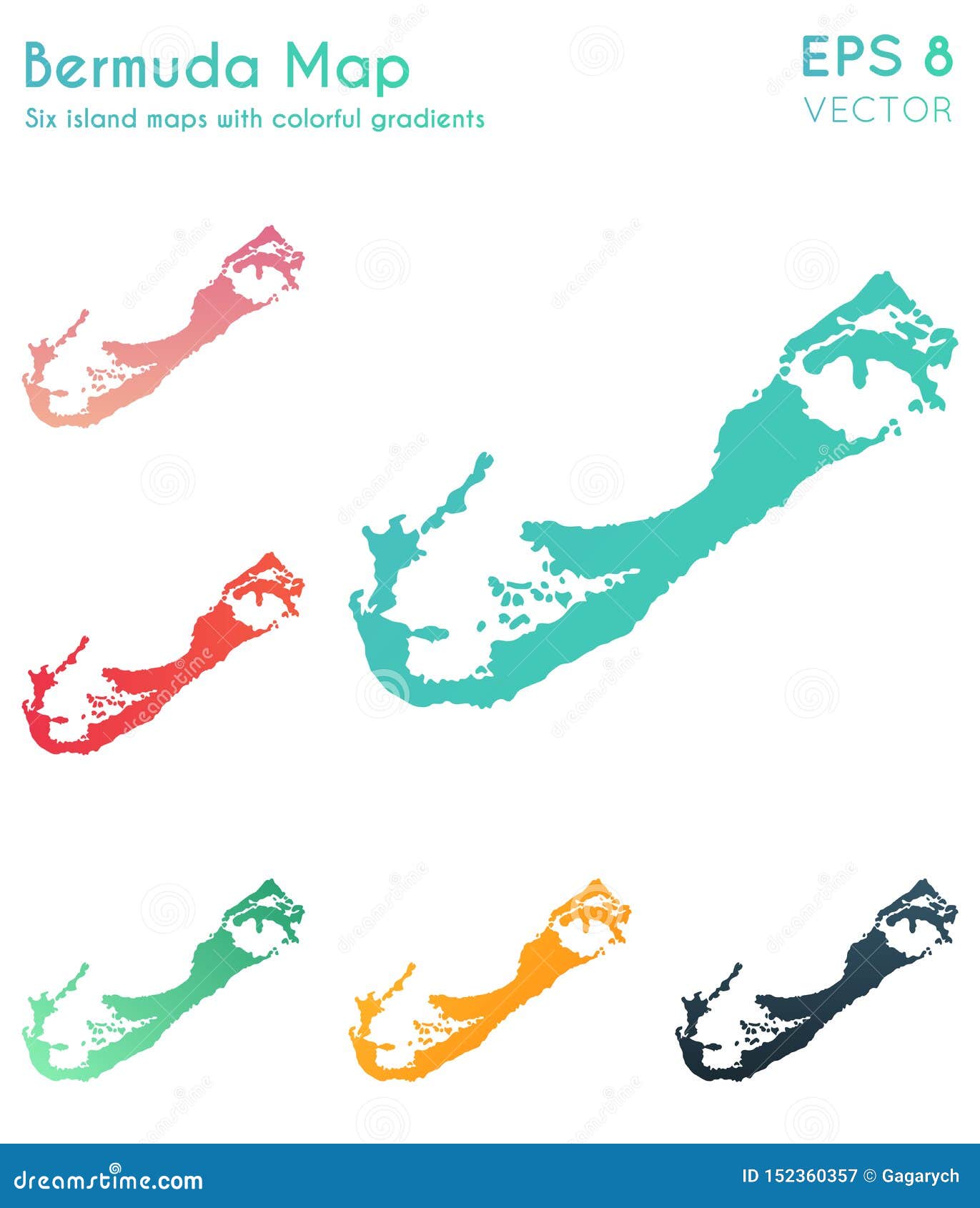 Map of Bermuda with Beautiful Gradients. Stock Vector - Illustration of ...