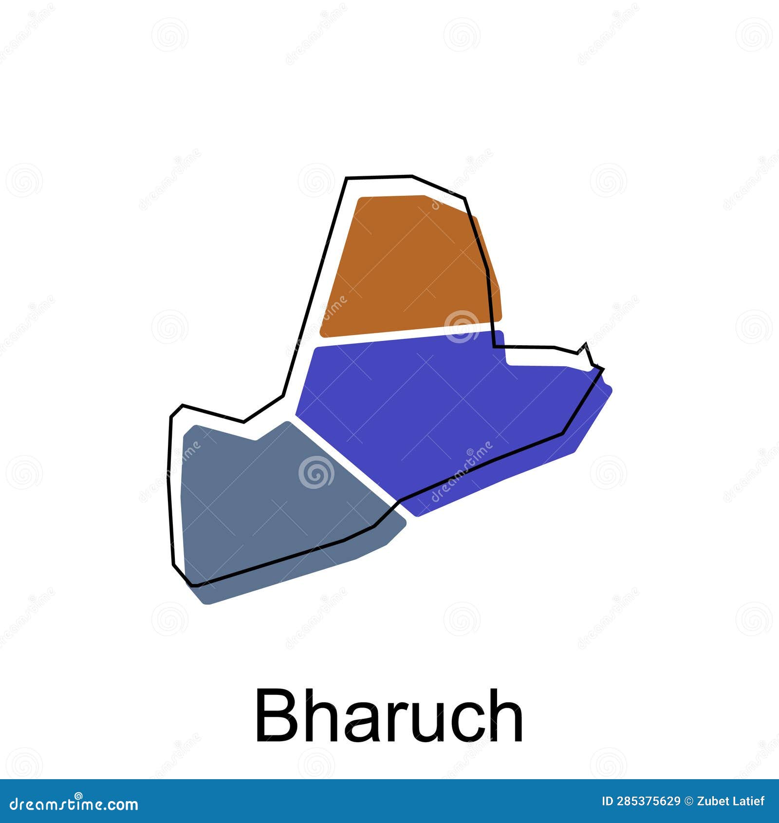Bharuch District Gujarat State, Republic Of India Map Vector ...