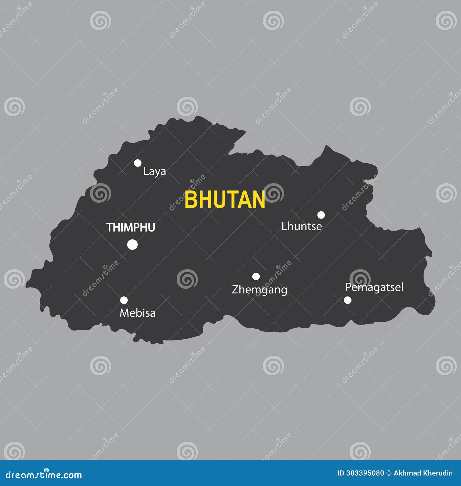 Map of Bhutan stock vector. Illustration of travel, isolated - 303395080