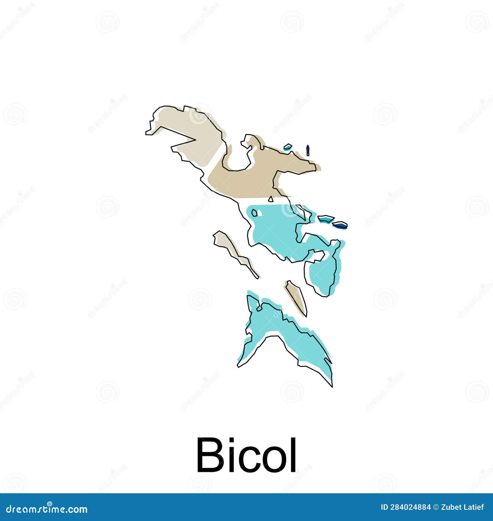 Map of Bicol Vector Design Template, National Borders and Important ...