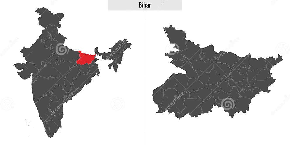Bihar map state of India stock vector. Illustration of city - 275144546