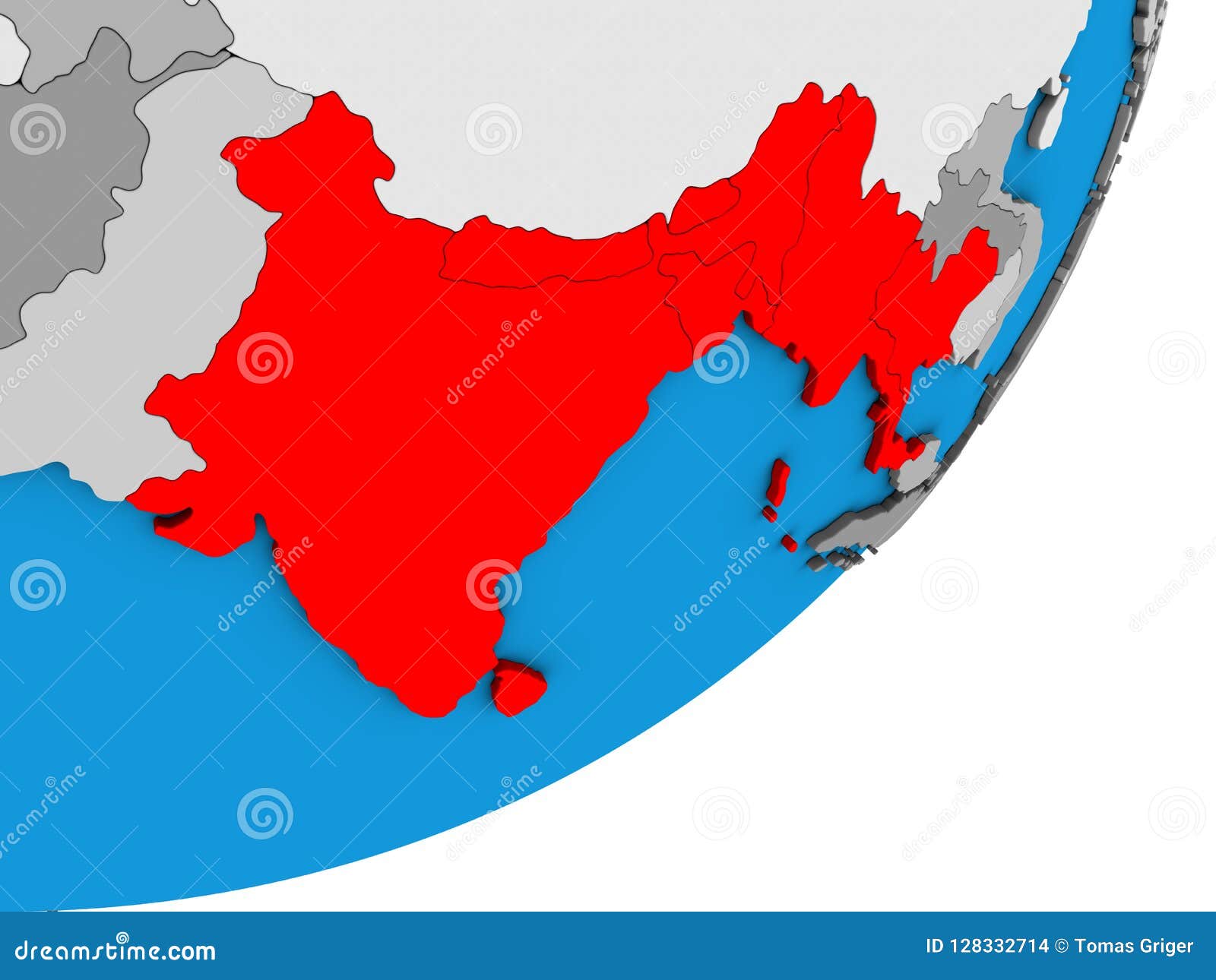 Map of BIMSTEC Memeber States on 3D Globe Stock Illustration ...