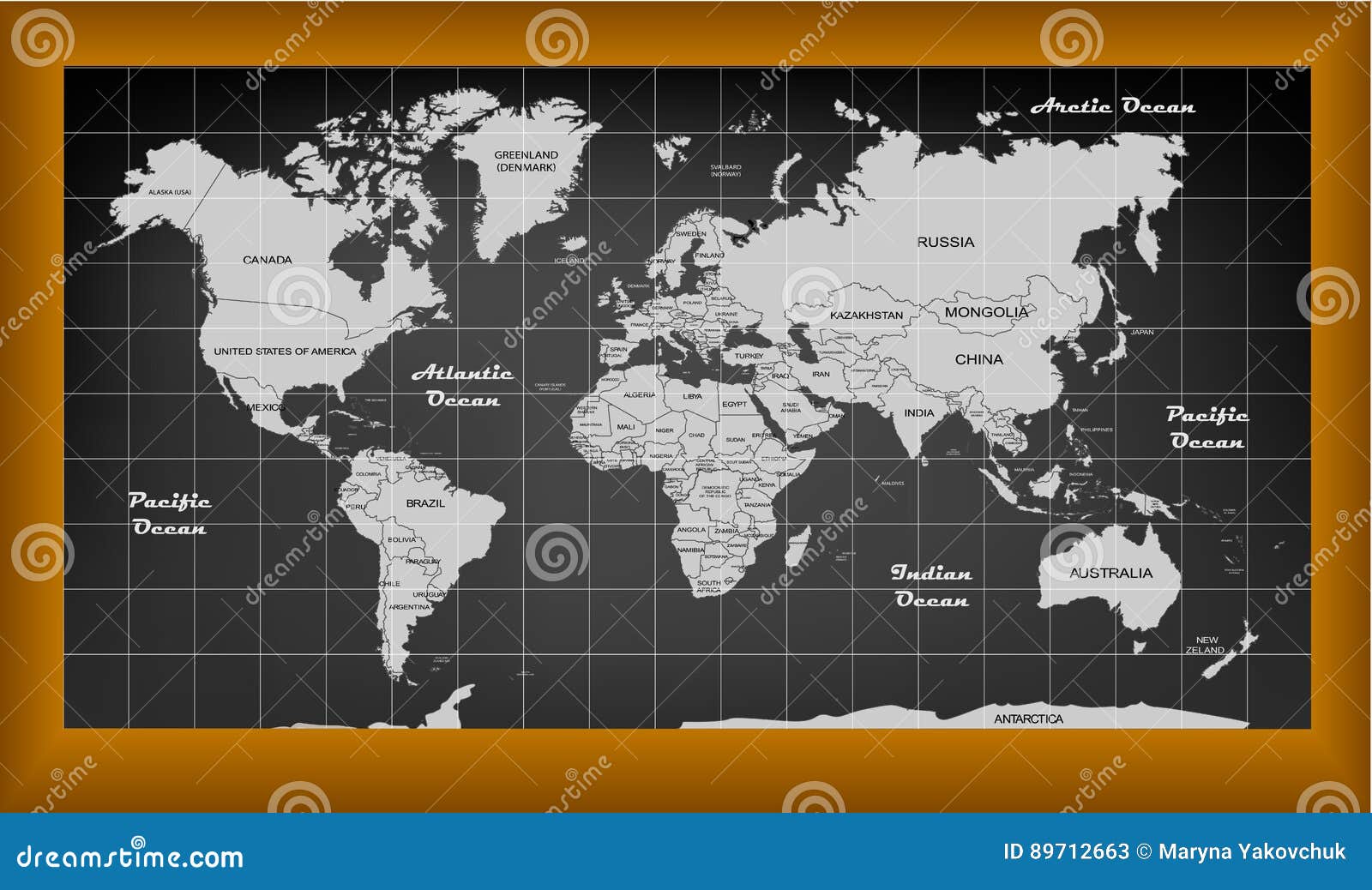 The map black stock vector. Illustration of geography - 89712663