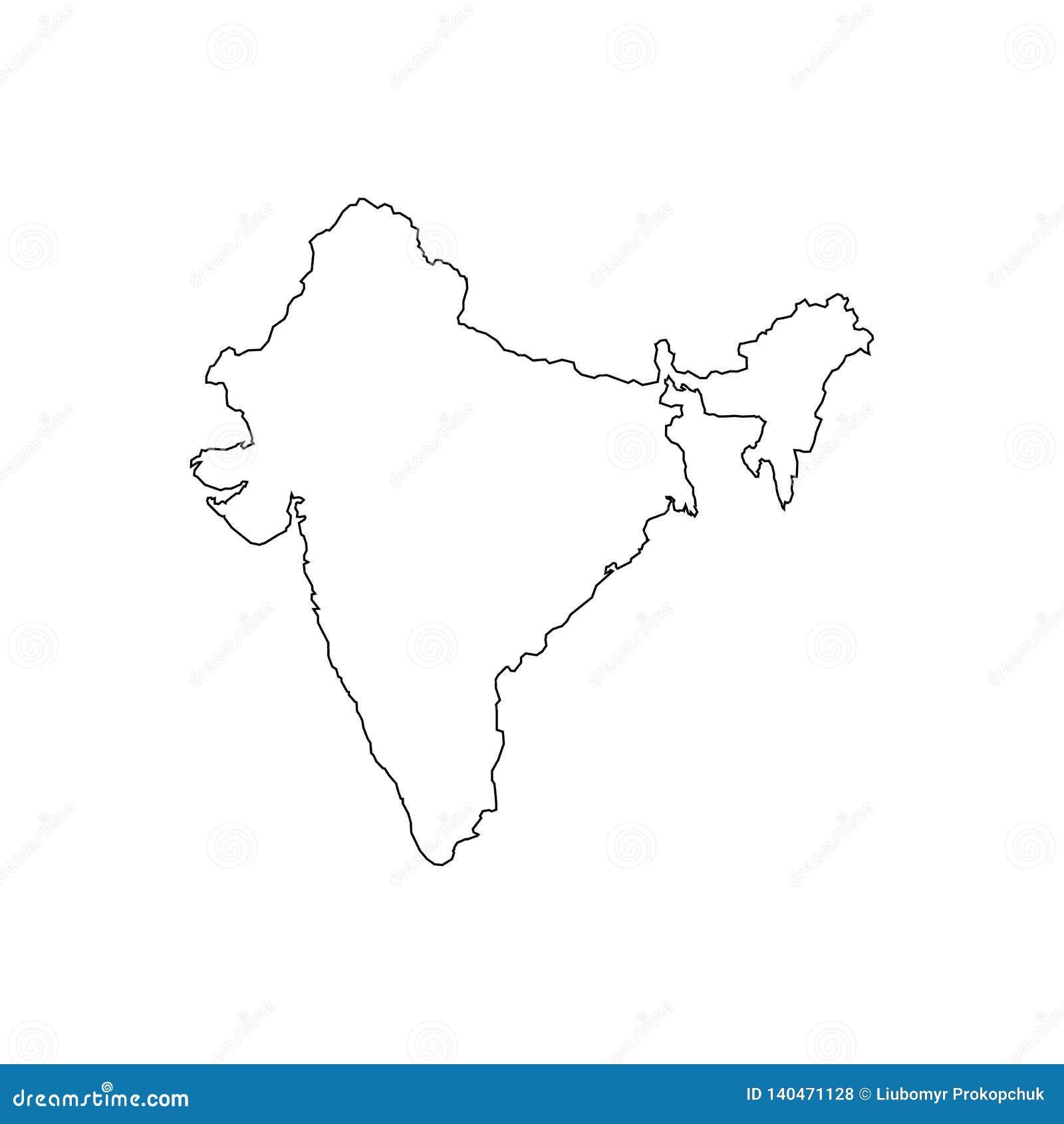 Map black outline India stock vector. Illustration of country - 140471128