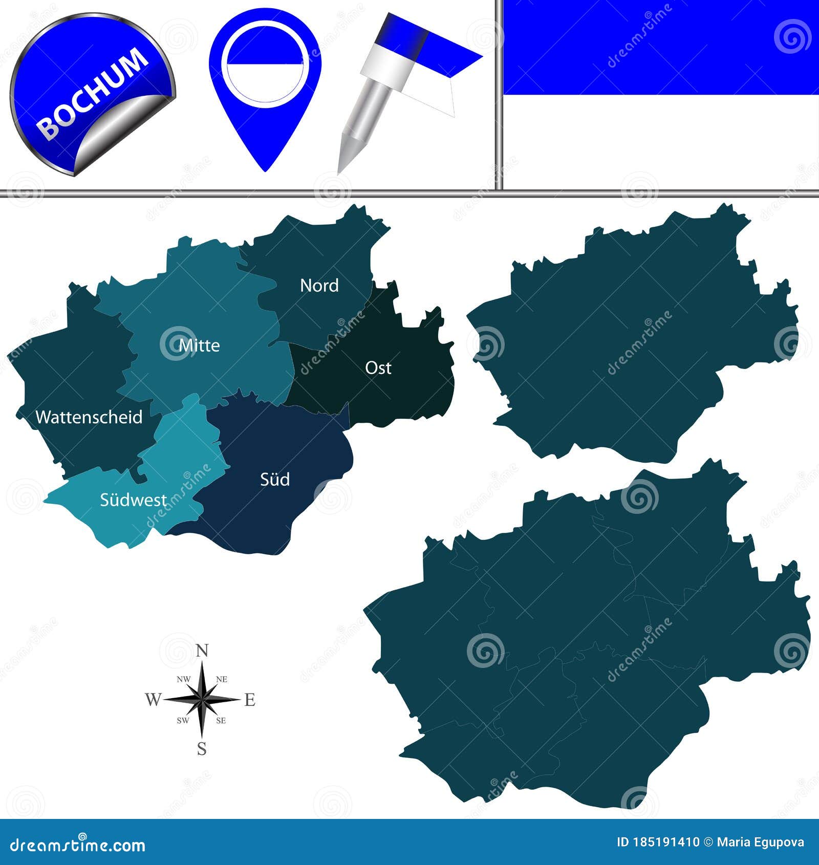 Bochum, Germany Black And White High Resolution Vector Map ...
