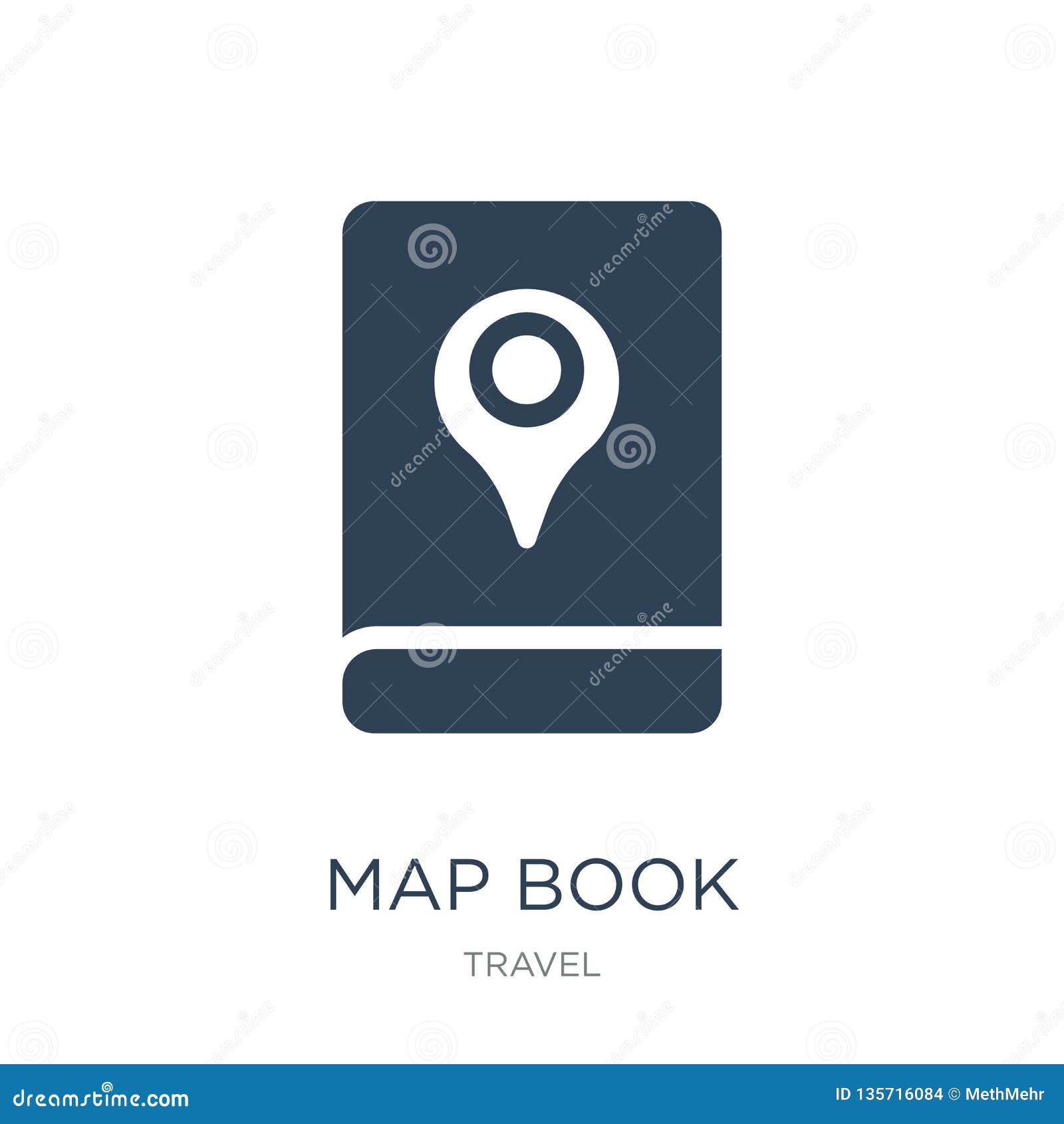 Map Book Icon in Trendy Design Style. Map Book Icon Isolated on White ...