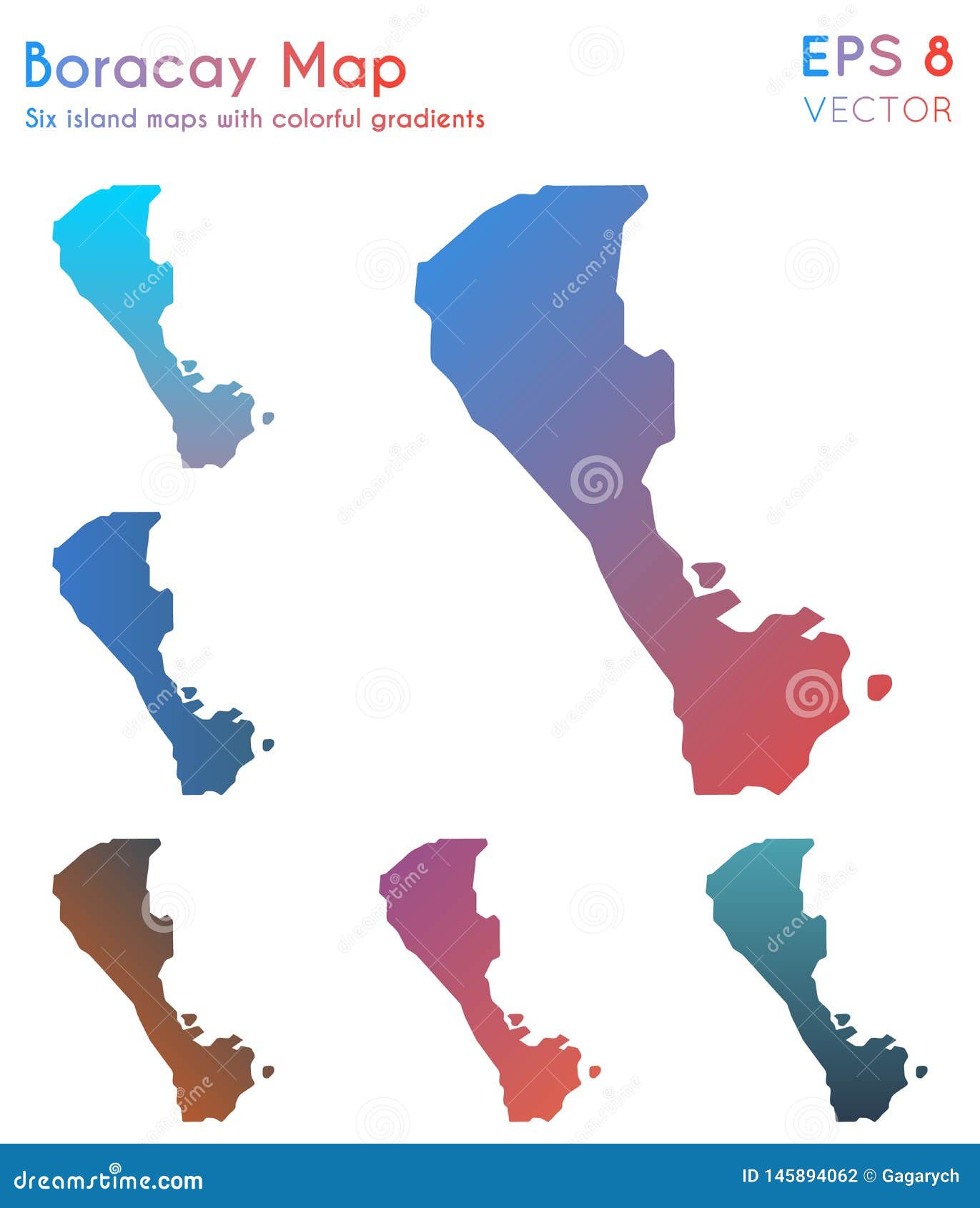 Map of Boracay with Beautiful Gradients. Stock Vector - Illustration of ...
