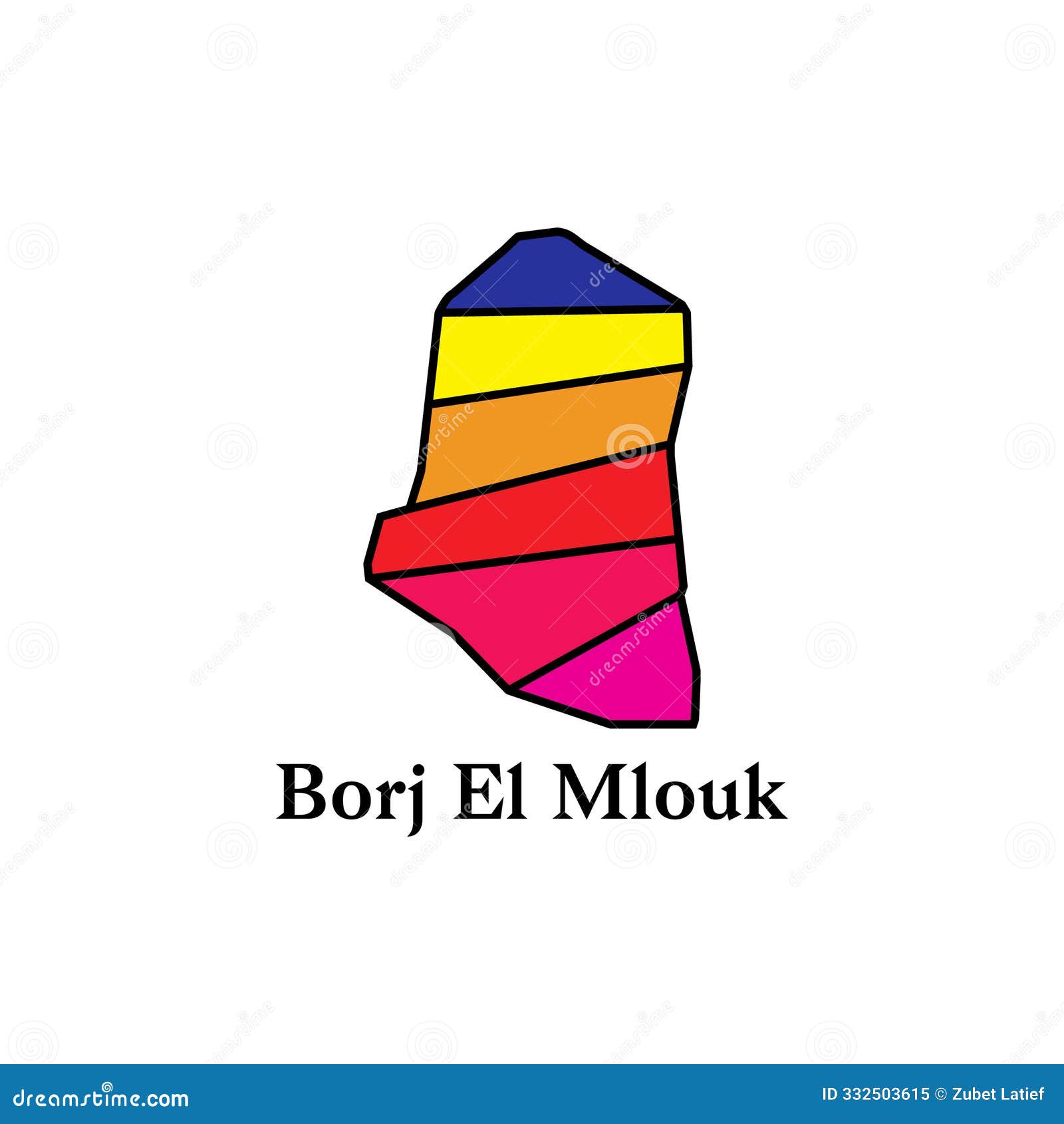 Map of Borj El Mlouk, Colorful Design Creative Design Template, World ...