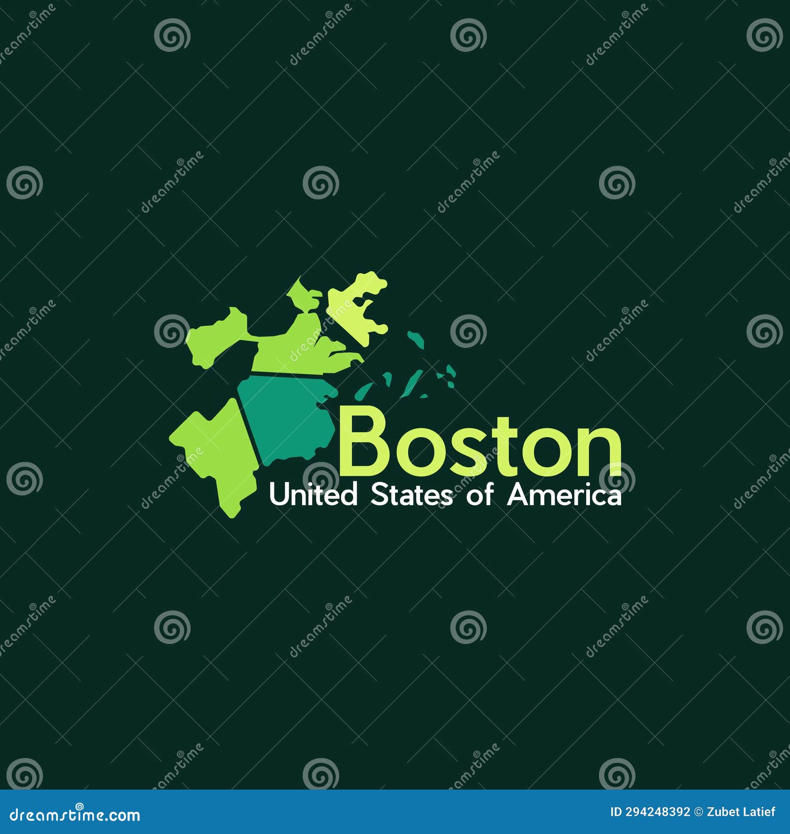 Map of Boston City Modern Illustration Creative Design Stock Vector ...