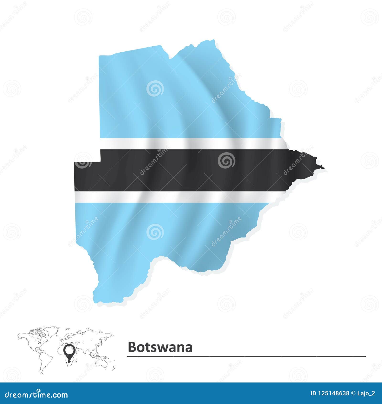 Map of Botswana with flag stock vector. Illustration of divisions ...