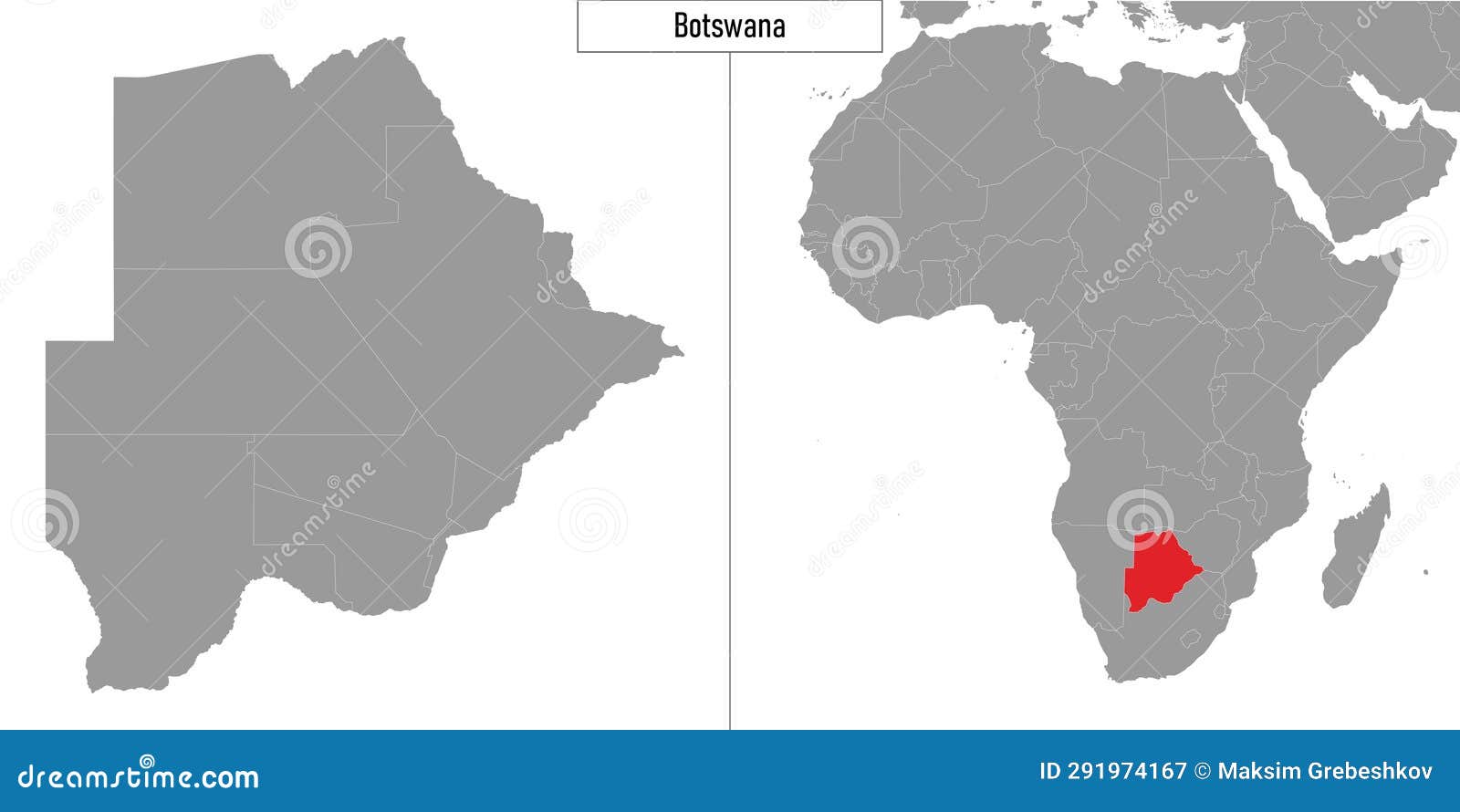 Map of Botswana and Location on Africa Map Stock Vector - Illustration ...