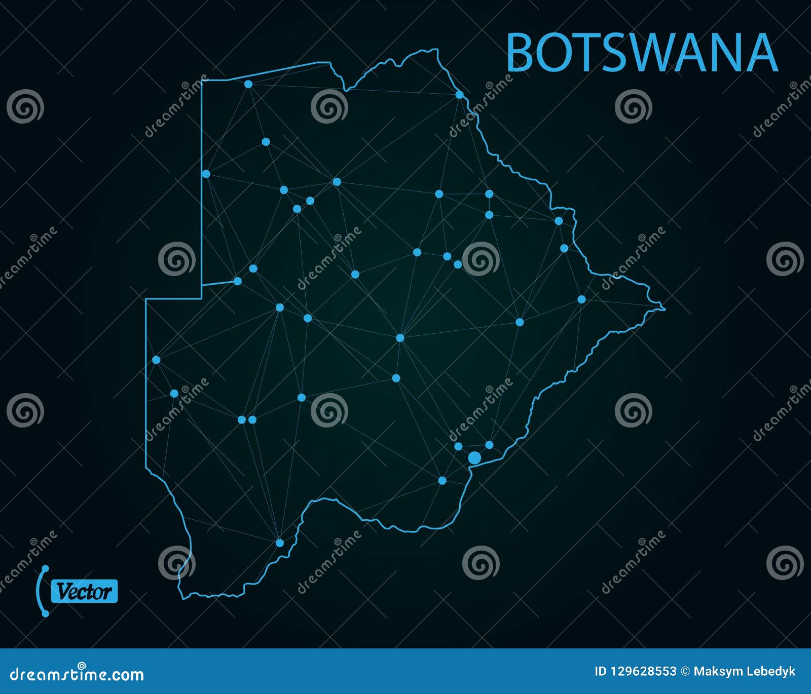 Botswana Vector Map Isolated On White Background. High-Detailed Black ...