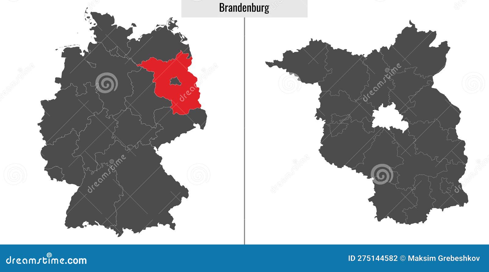 Map of Brandenburg State of Germany Stock Vector - Illustration of ...