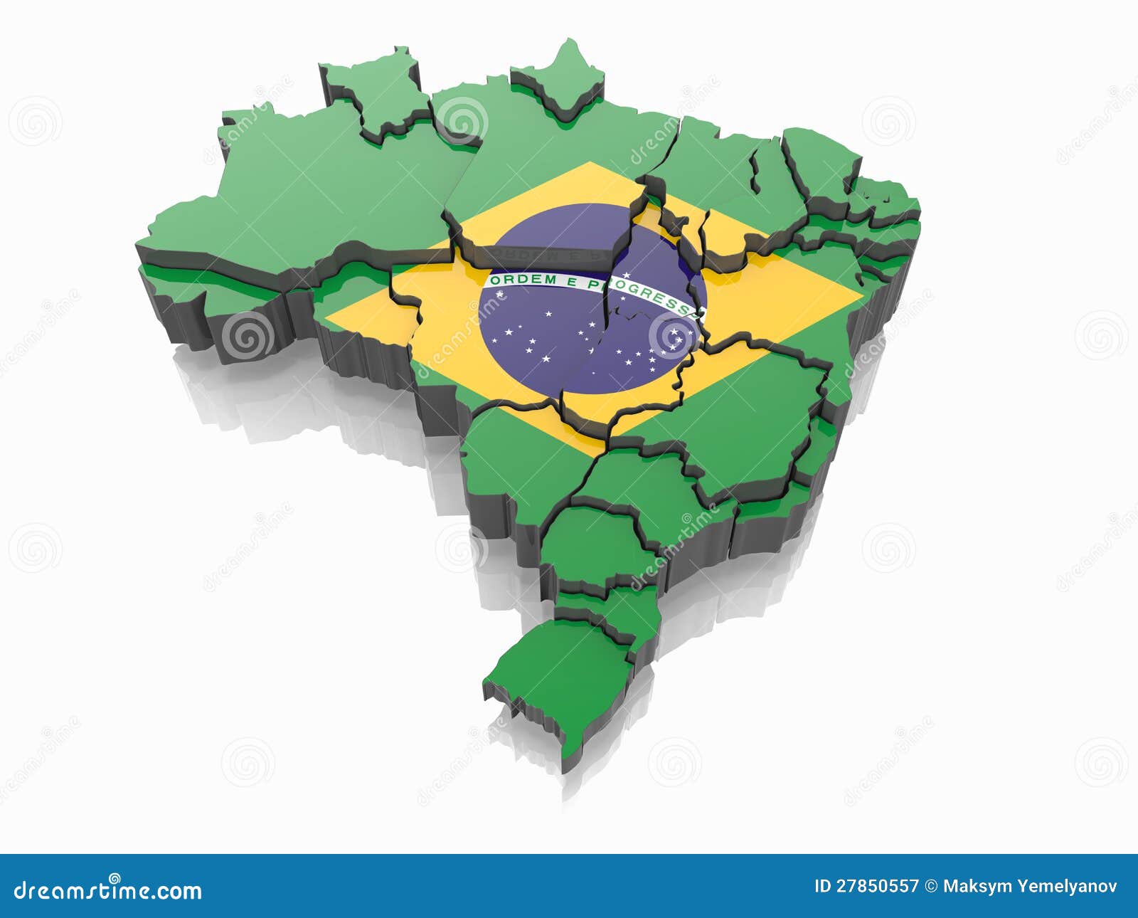 Map of Brazil in Brazilian Flag Colors Stock Illustration ...