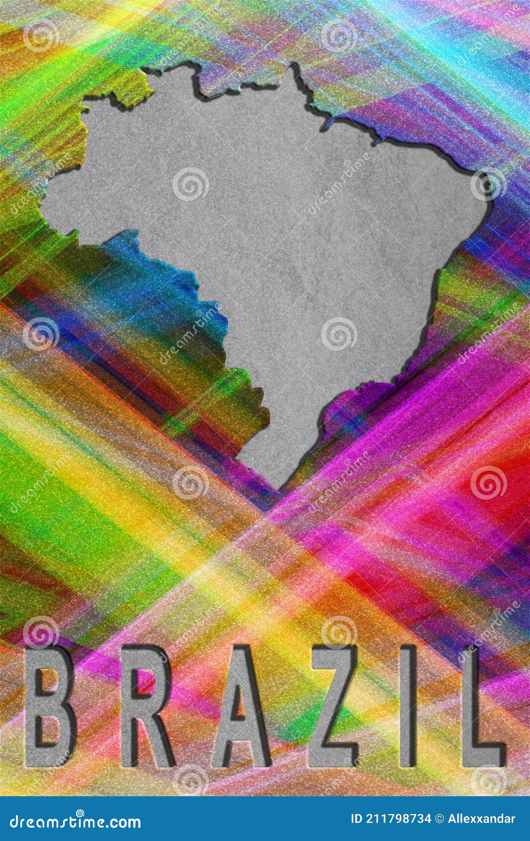 Map of Brazil, Colorful Background Stock Illustration - Illustration of ...