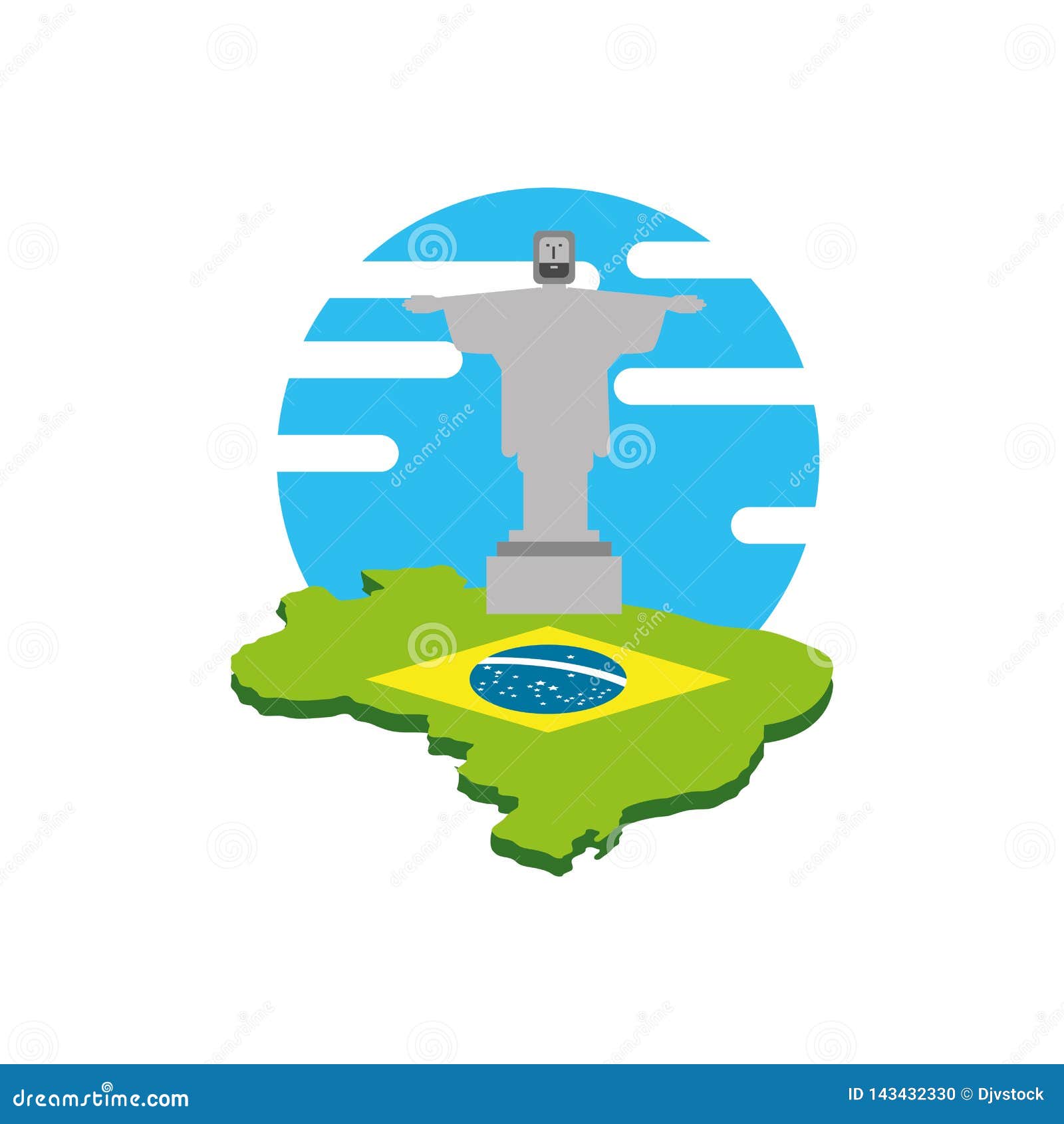 Brazil Corcovado Statue Vector Illustration | CartoonDealer.com #249262230