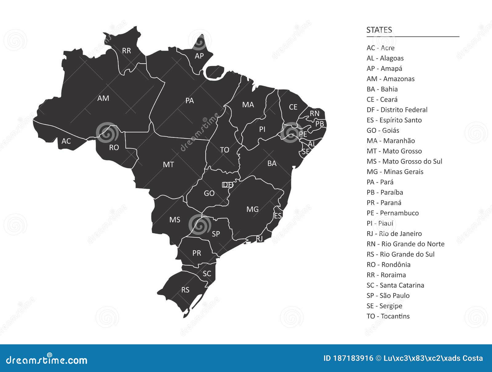 Map of Brazil stock illustration. Illustration of political - 187183916