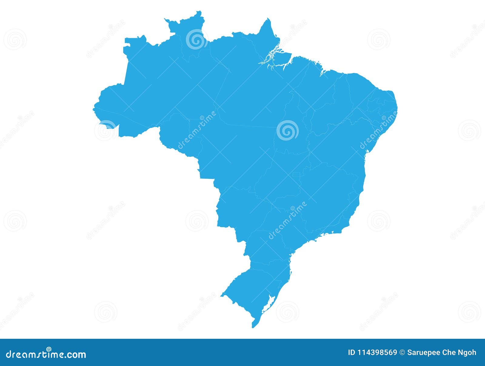 Brazil Map - High Detailed Blue Map With Counties/regions/states Of ...