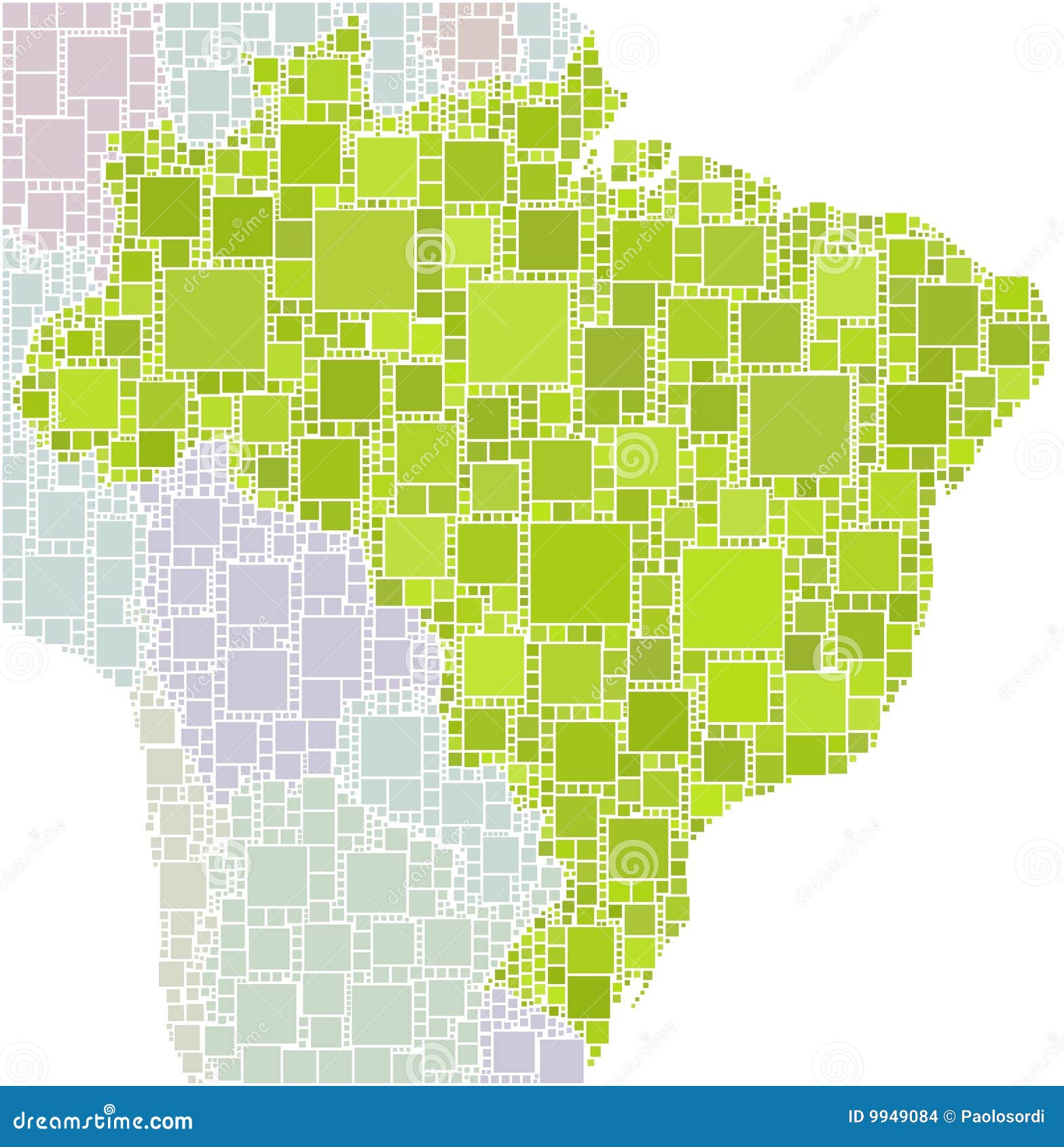 Map of Brazil in a Mosaic of Green Squares Stock Vector - Illustration ...