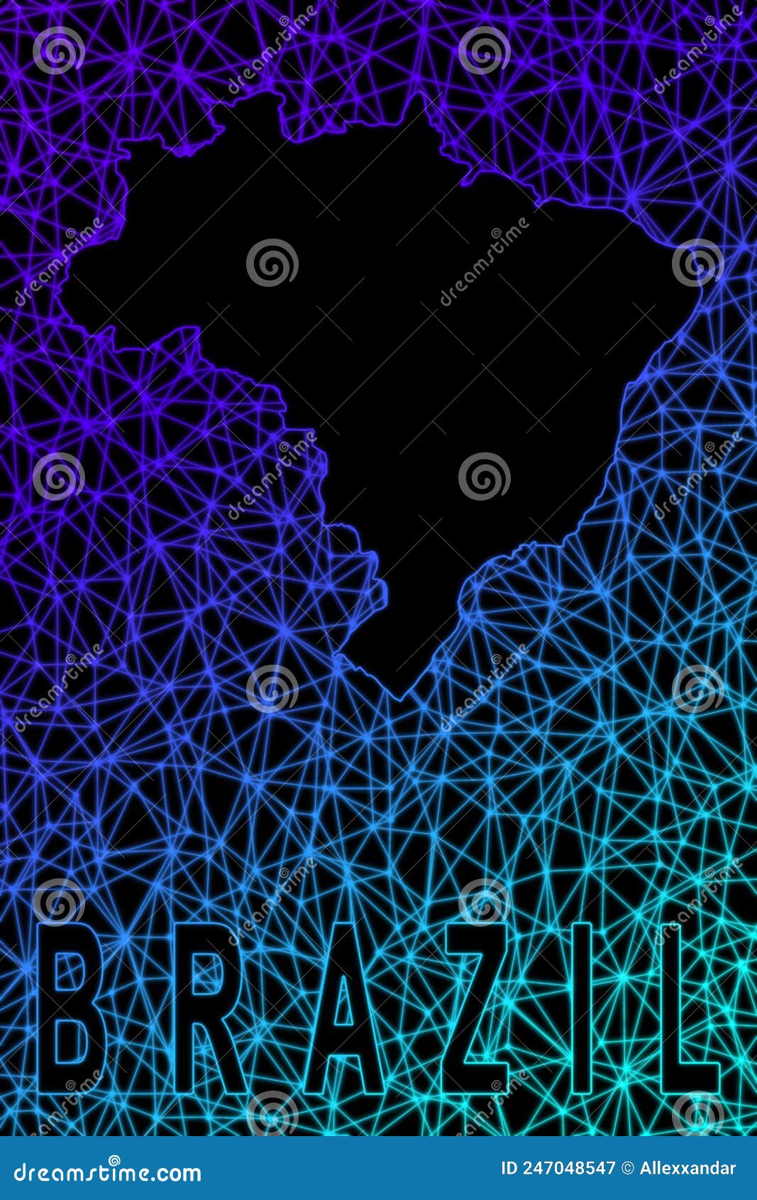 Map of Brazil, Polygonal Mesh Line Map Stock Illustration ...