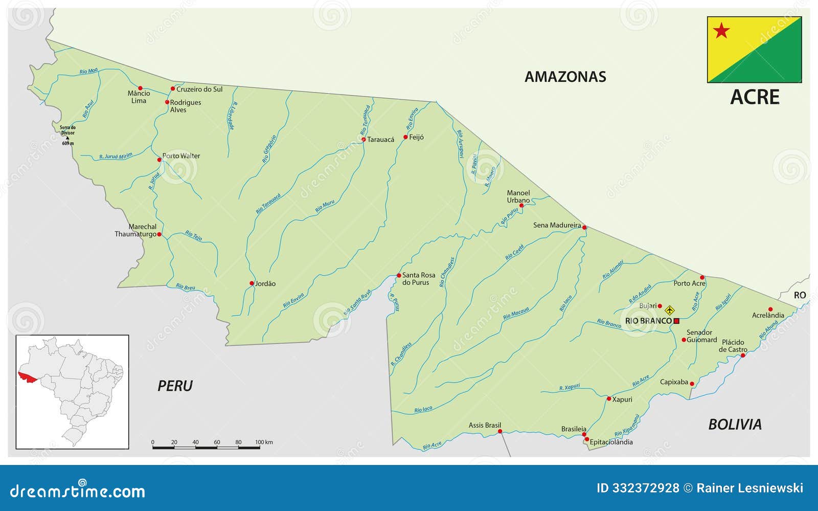 Map Of The State Acre (BR). Cartoon Vector | CartoonDealer.com #324627163