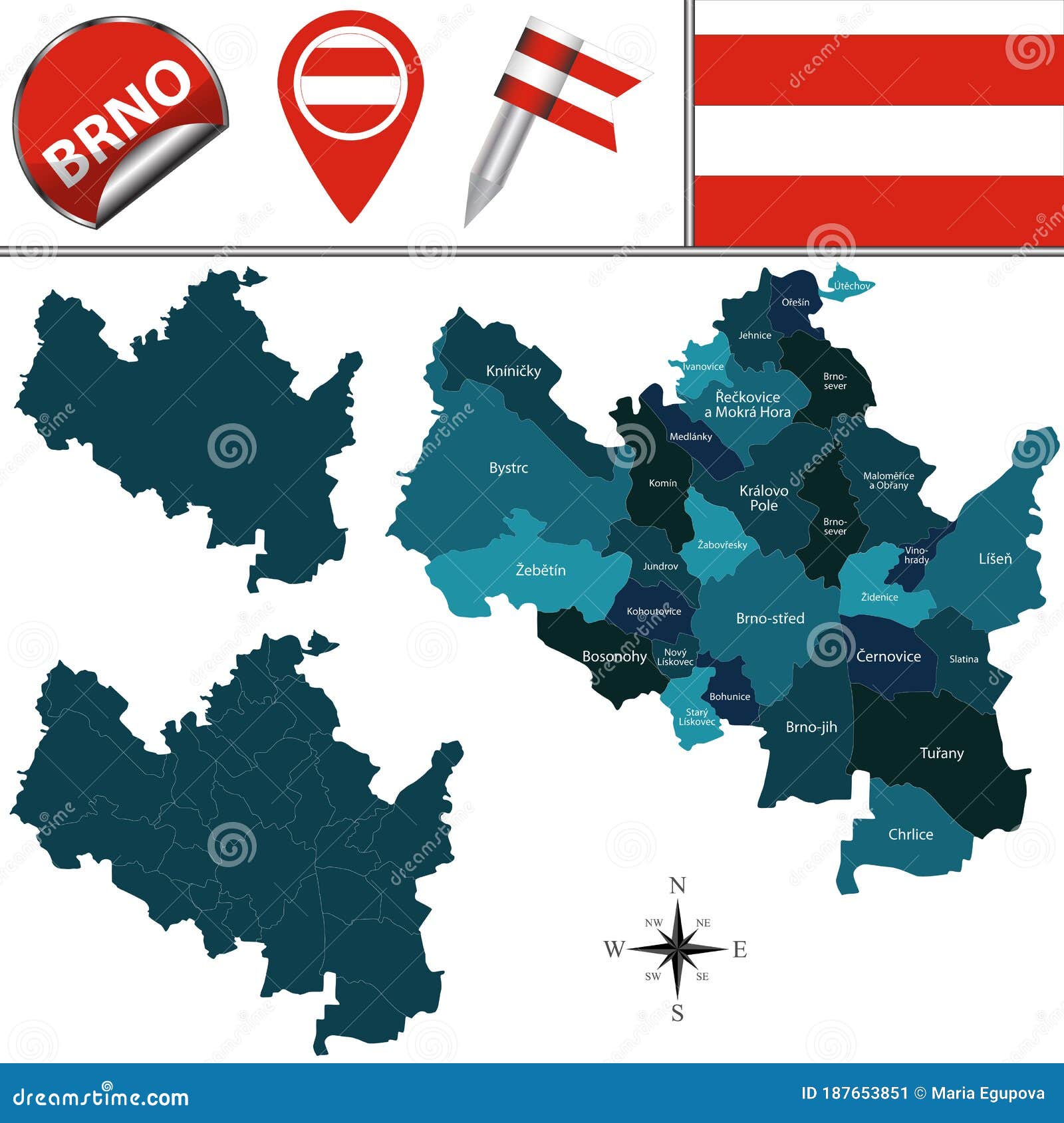 Map of Brno, Czech Republic Stock Vector - Illustration of vector ...