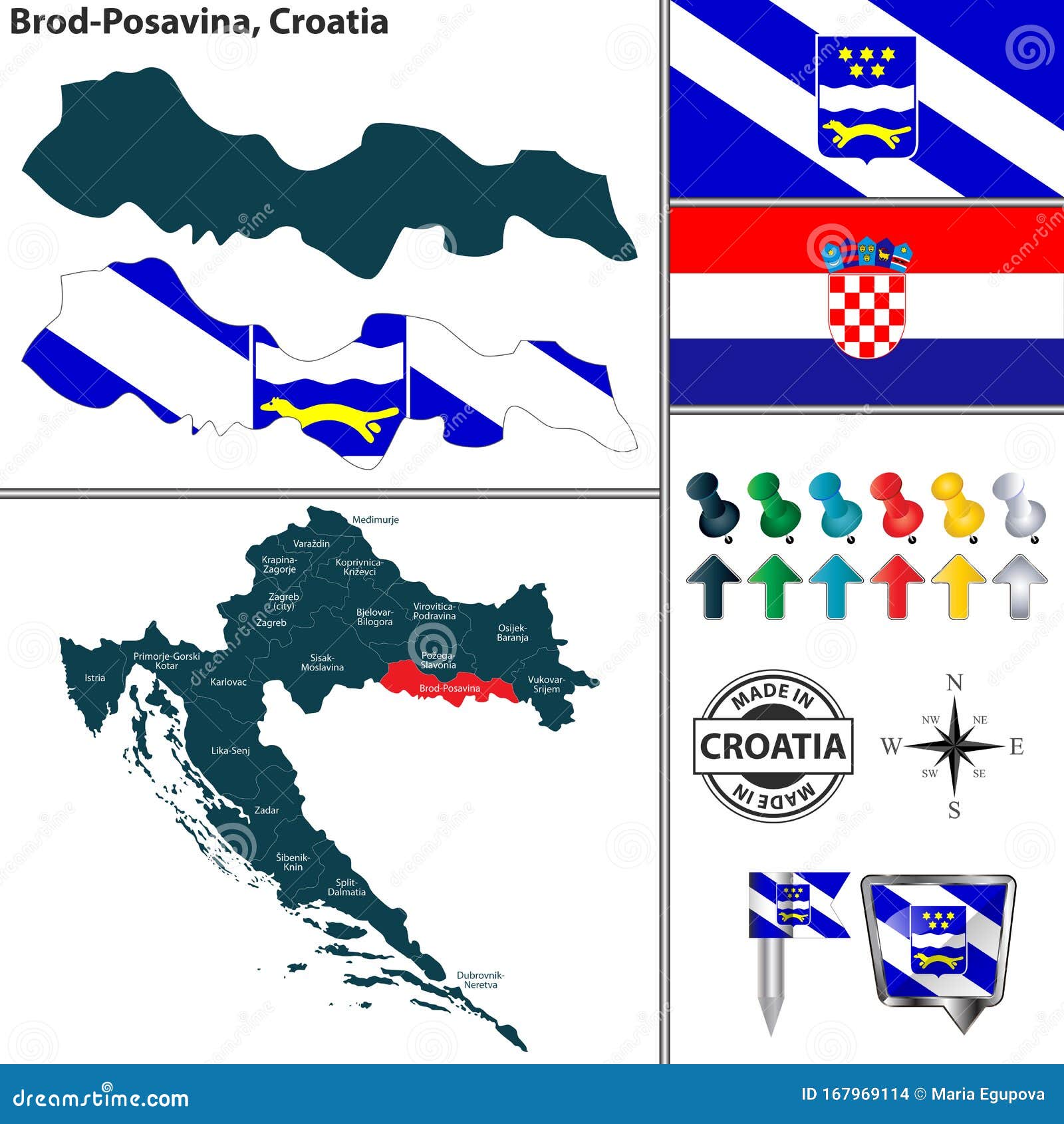 Map of Brod Posavina, Croatia Stock Vector - Illustration of country ...