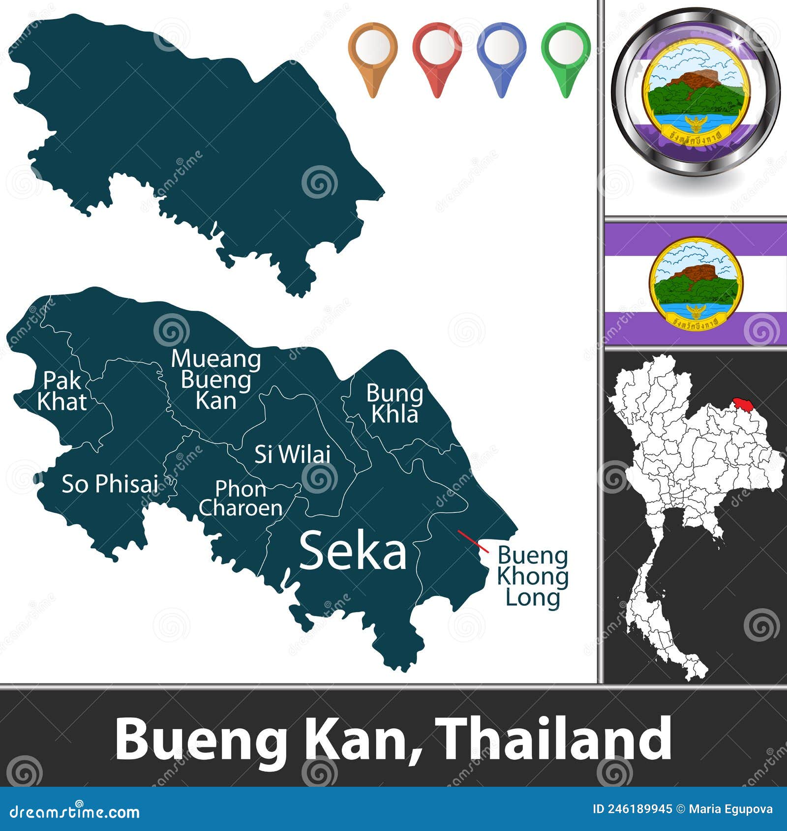 Bueng Kan Map. Vector Map Of Thailand Design Template With Outline ...