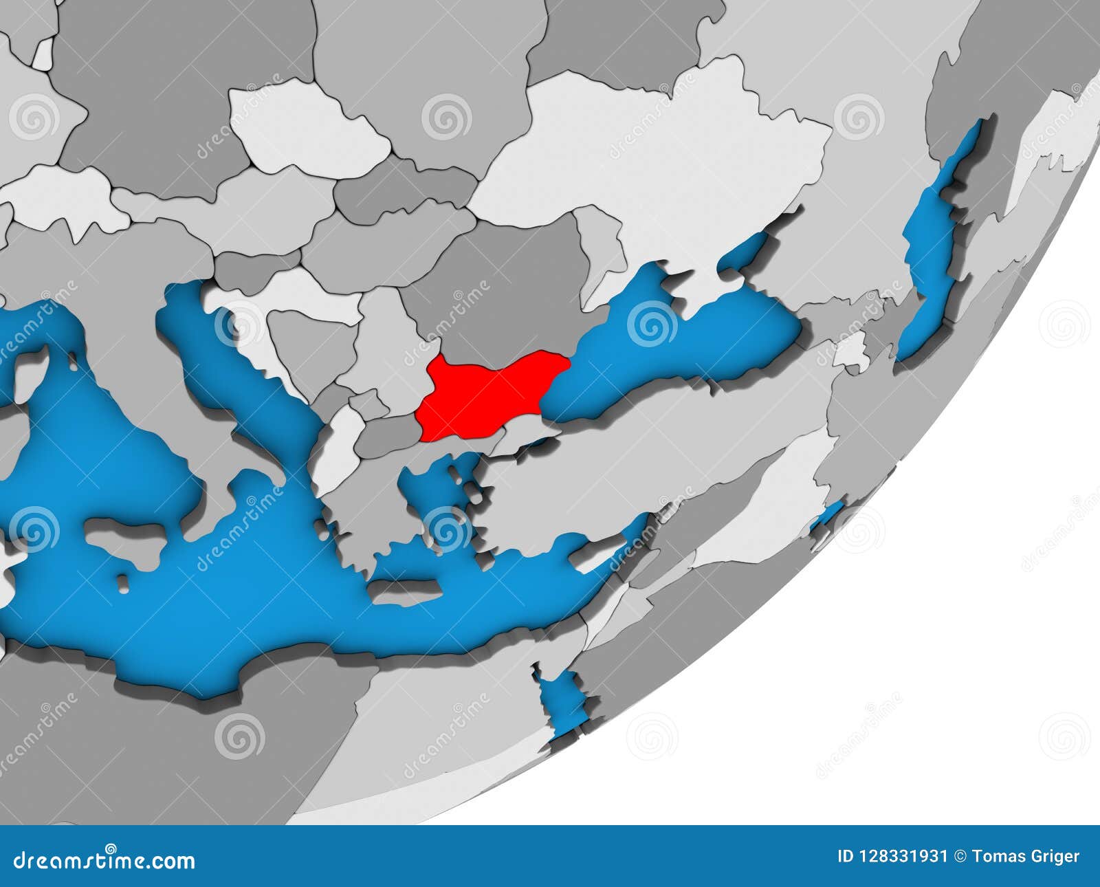 Map of Bulgaria on 3D Globe Stock Illustration - Illustration of globe ...