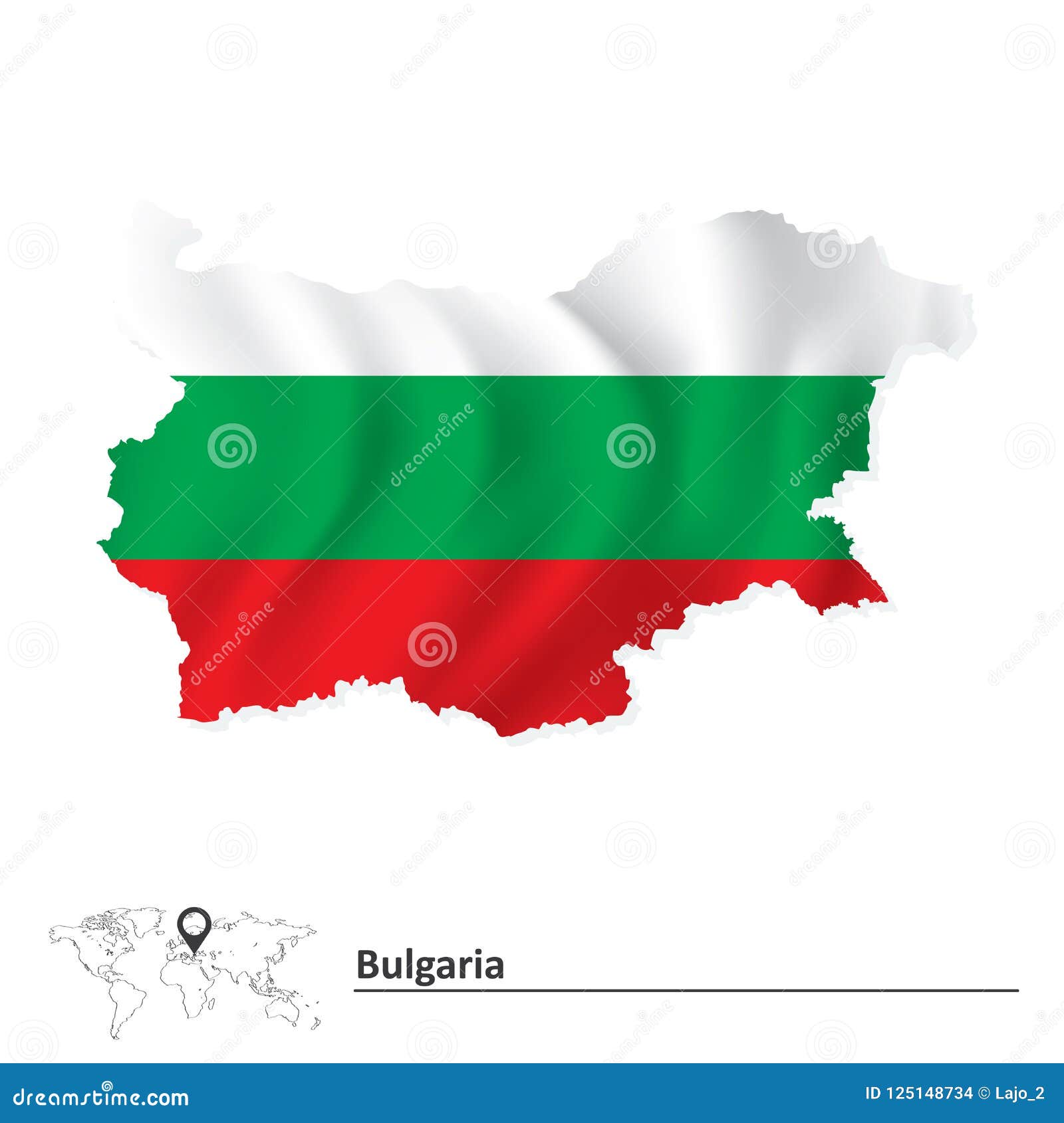 Map of Bulgaria with flag stock vector. Illustration of shape - 125148734