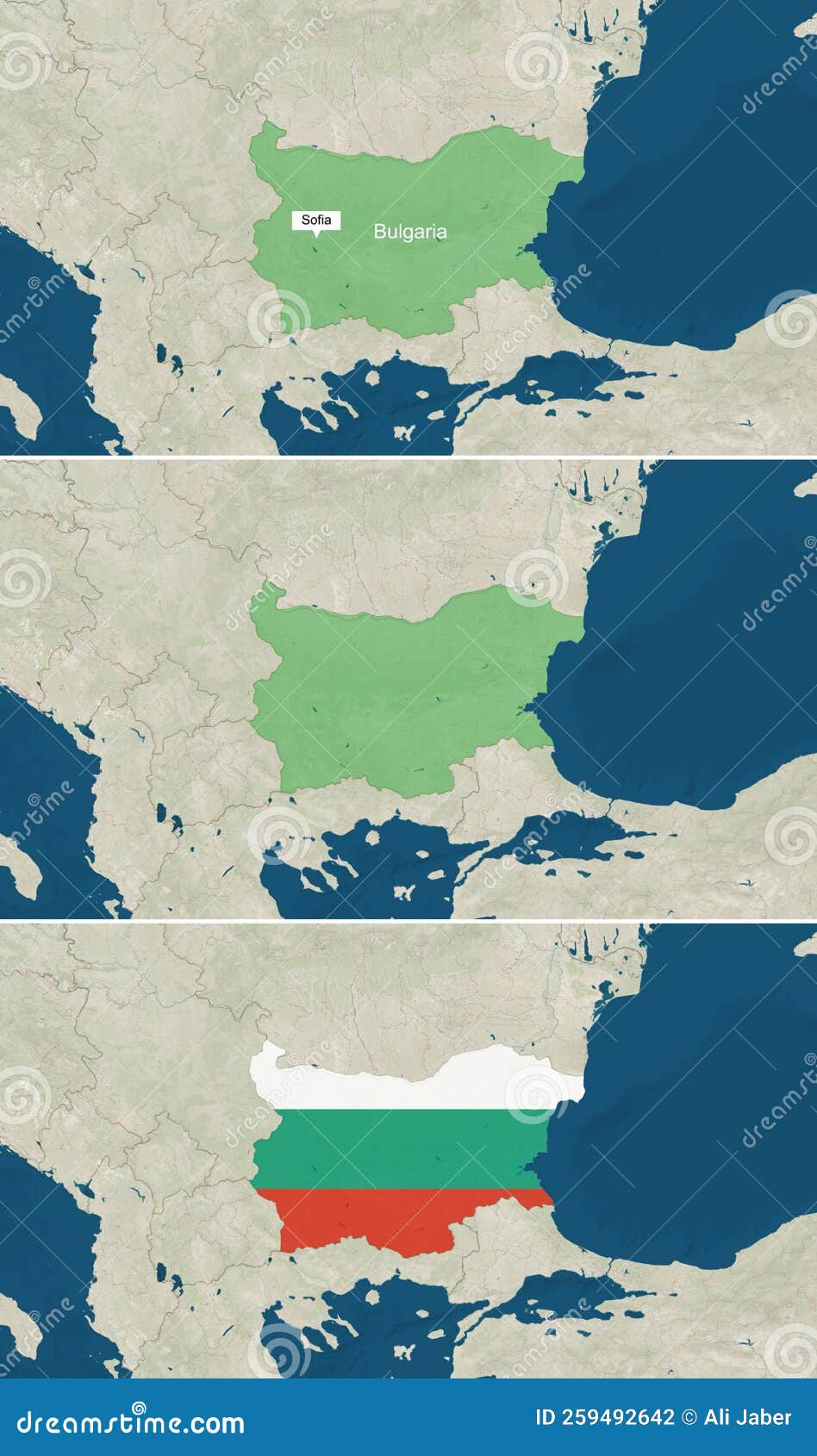 The Map of Bulgaria with Text, Textless, and with Flag Stock Illustration - Illustration of ...