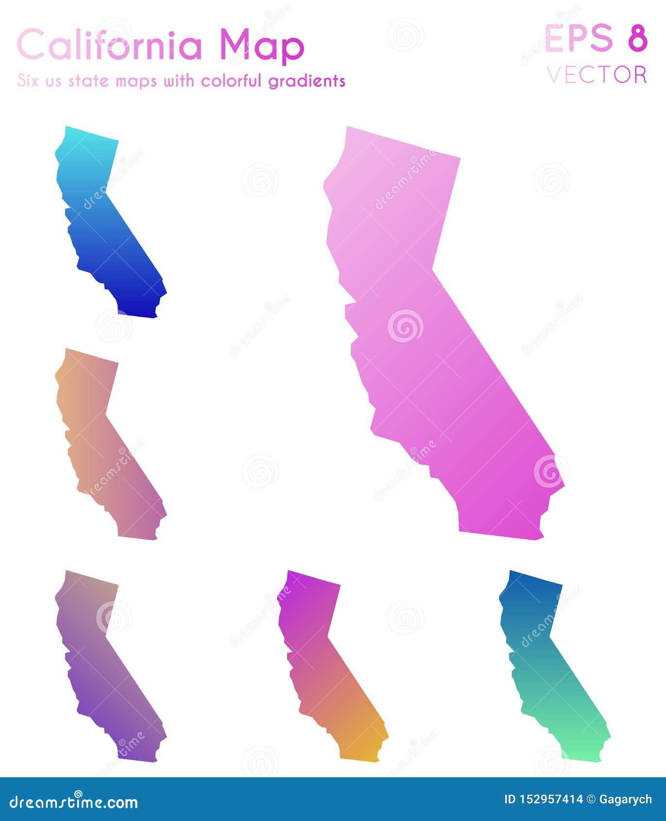 Map of California with Beautiful Gradients. Stock Vector - Illustration ...