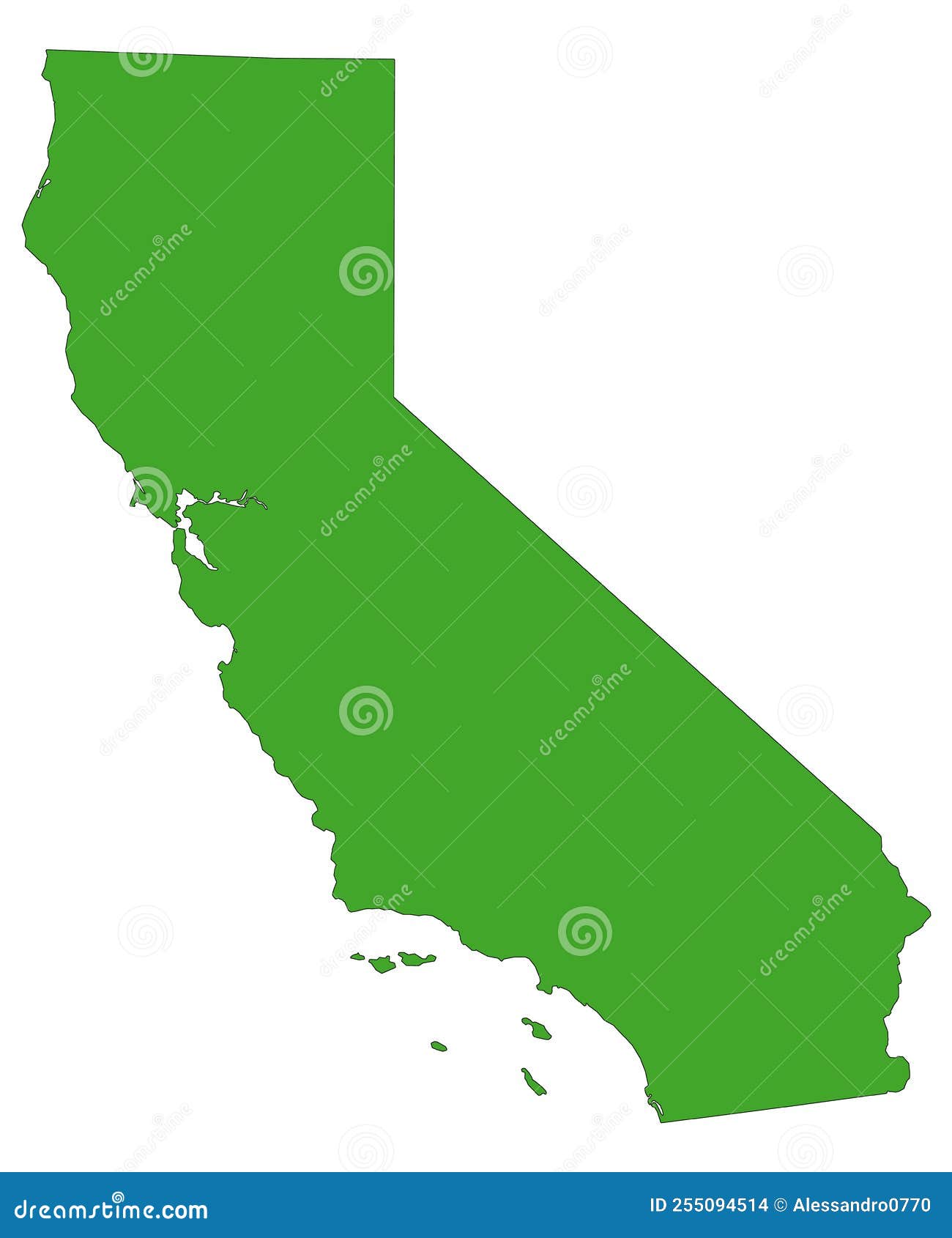 Map of California in green stock illustration. Illustration of ...