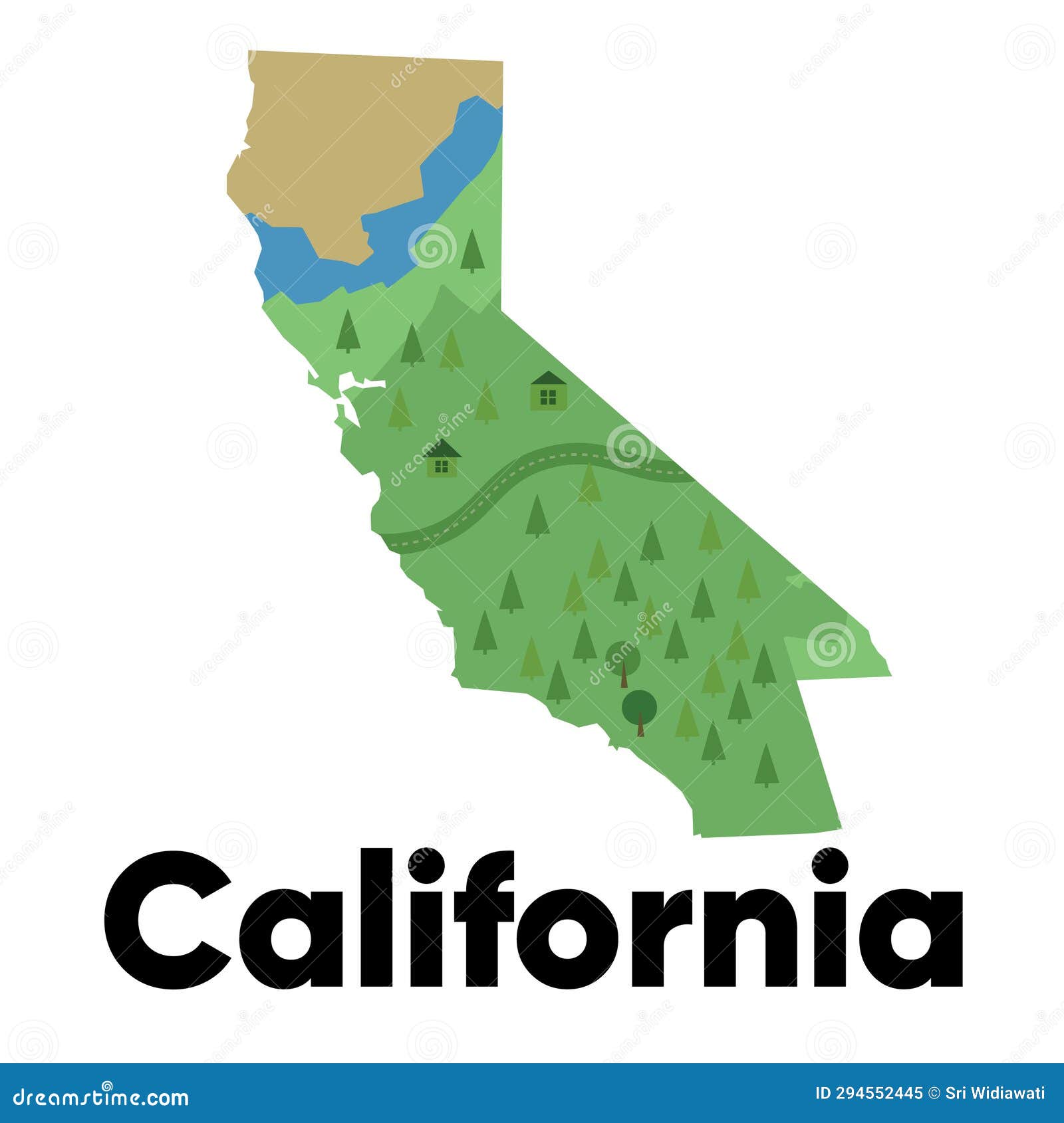 California Map Shape Illustration Icon. Vector California Map Satate ...