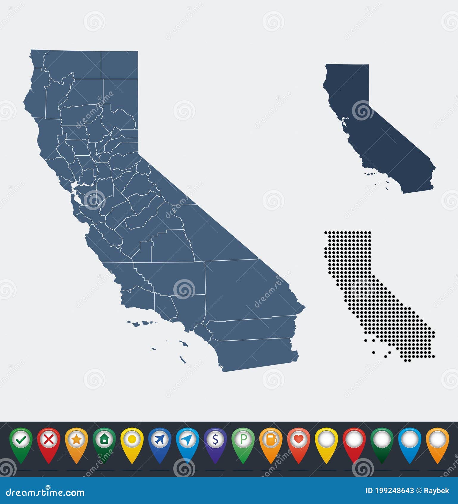 Map of California state stock illustration. Illustration of counties ...