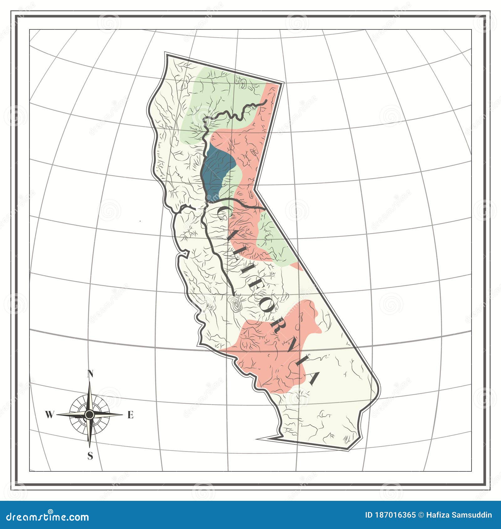 Map of California State. Vector Illustration Decorative Design Stock ...