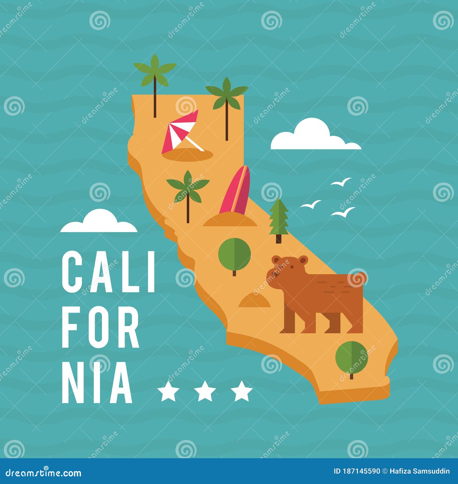 Map of California State. Vector Illustration Decorative Design Stock ...