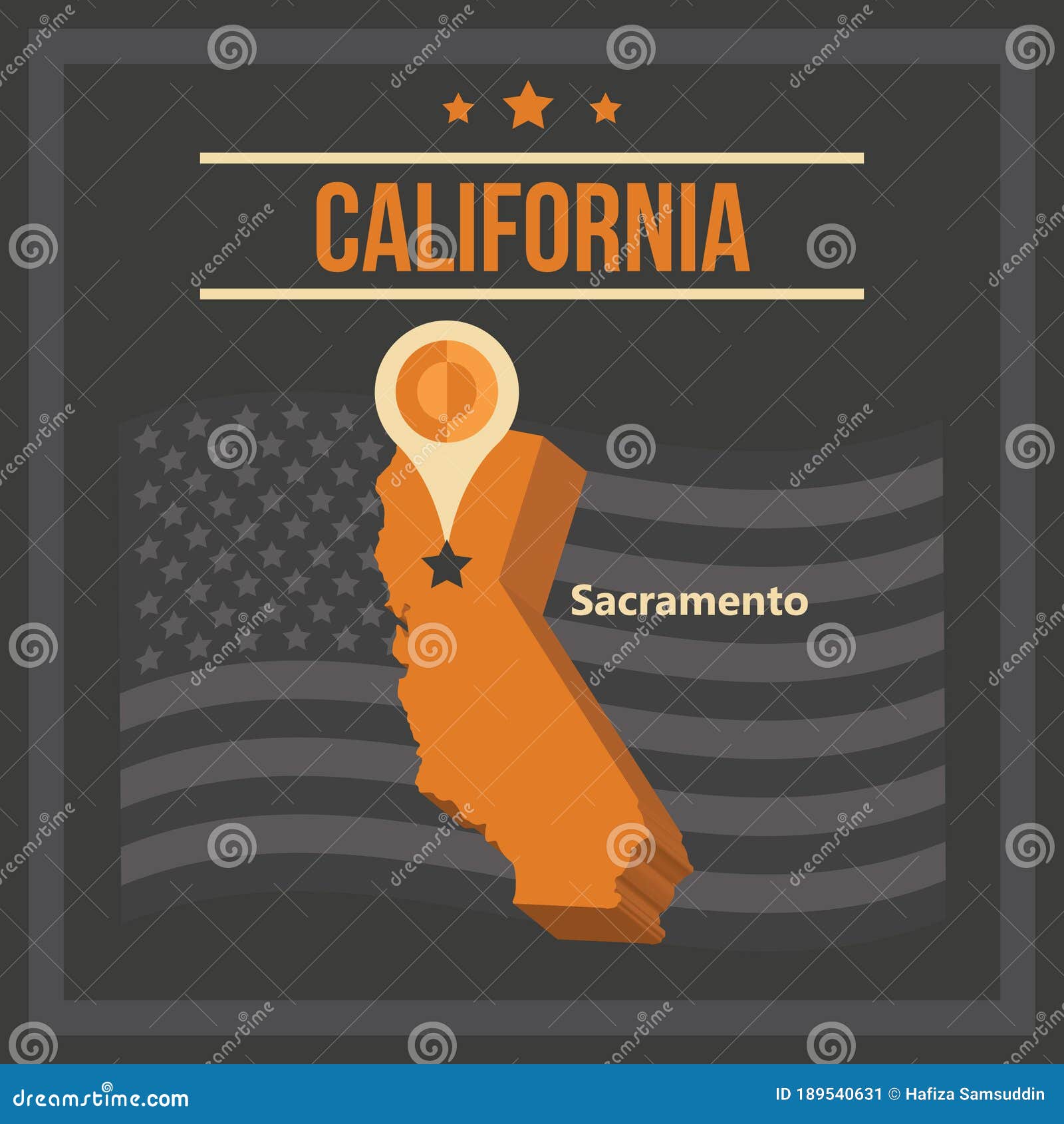 Map of California State. Vector Illustration Decorative Design Stock ...